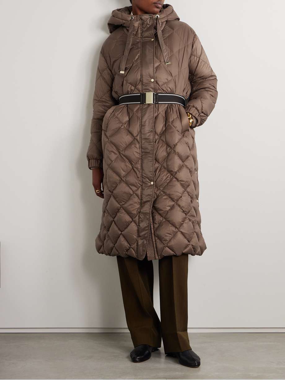MAX MARA The Cube Trefel belted hooded quilted shell down coat | NET-A ...