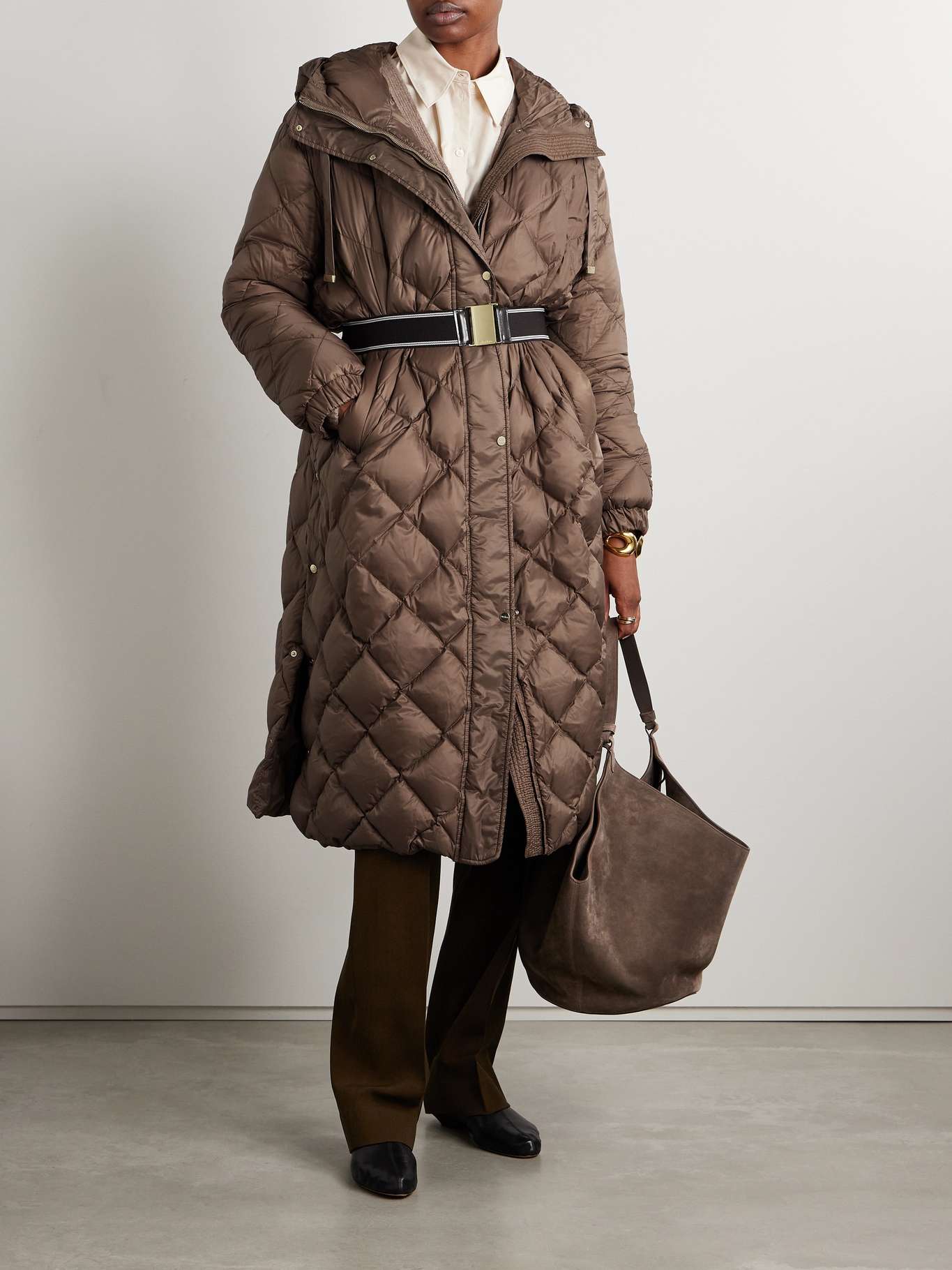 MAX MARA The Cube Trefel belted hooded quilted shell down coat | NET-A ...