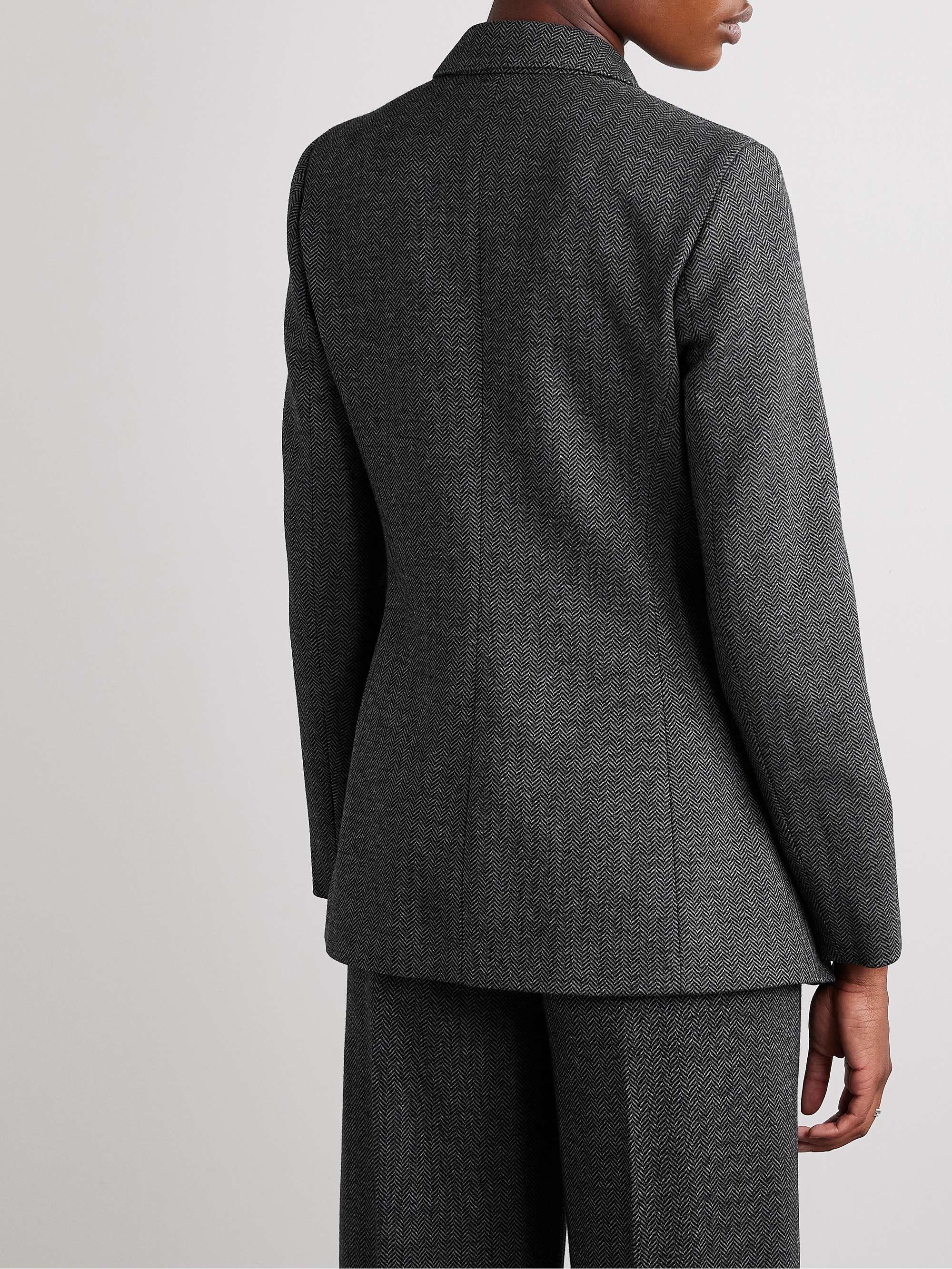MAX MARA Monia tie-front herringbone wool-blend blazer | NET-A-PORTER