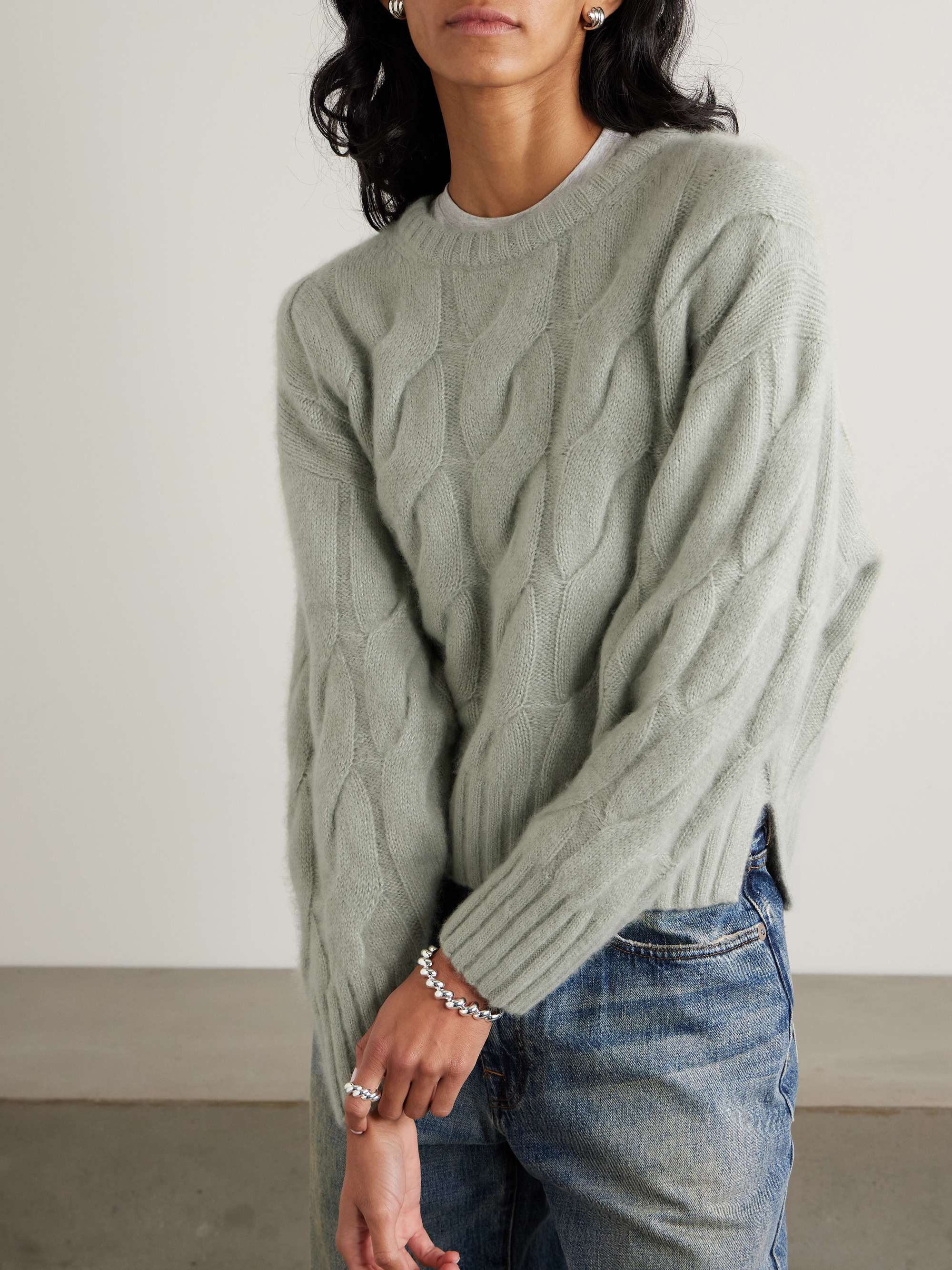 ALLUDE Cable-knit cashmere and silk-blend sweater | NET-A-PORTER
