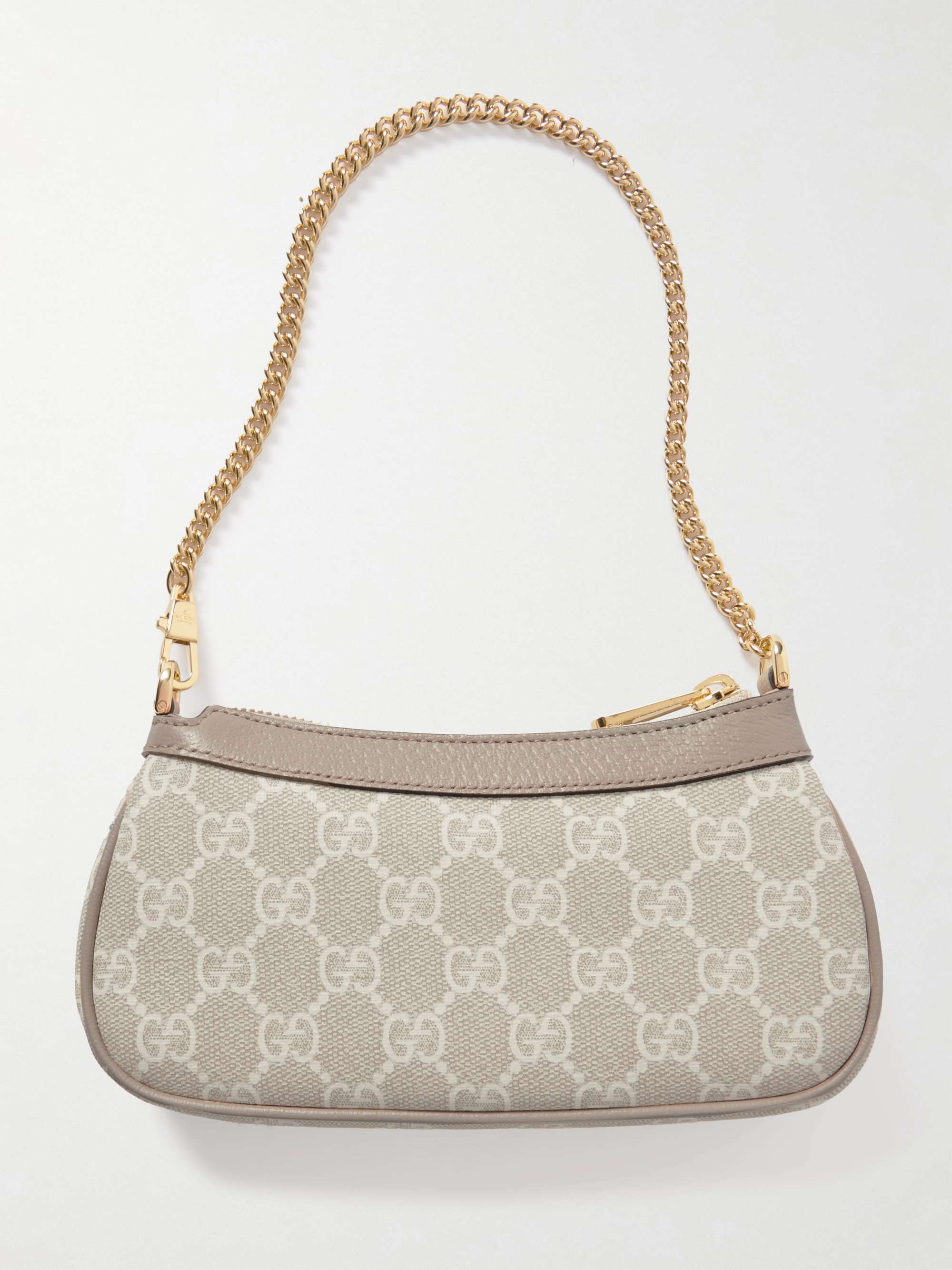 GUCCI Ophidia leather-trimmed canvas-jacquard shoulder bag | NET-A-PORTER