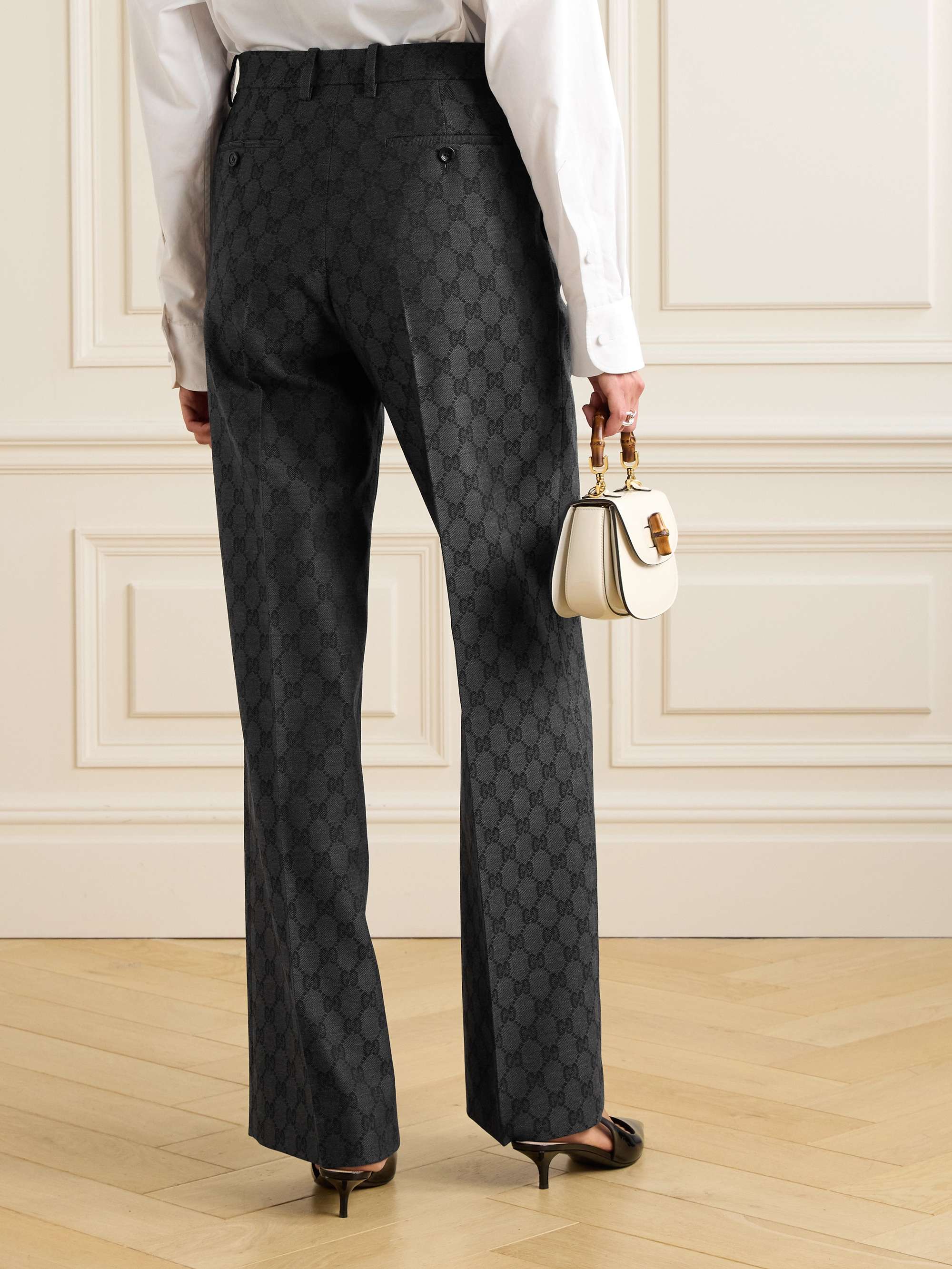 GUCCI Pleated wool-jacquard wide-leg pants | NET-A-PORTER