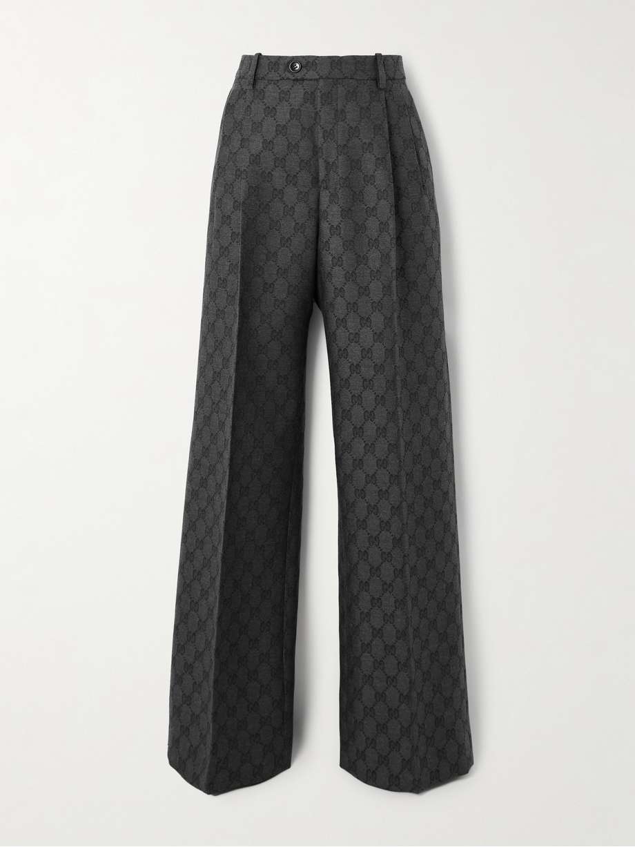 GUCCI Pleated wool-jacquard wide-leg pants | NET-A-PORTER