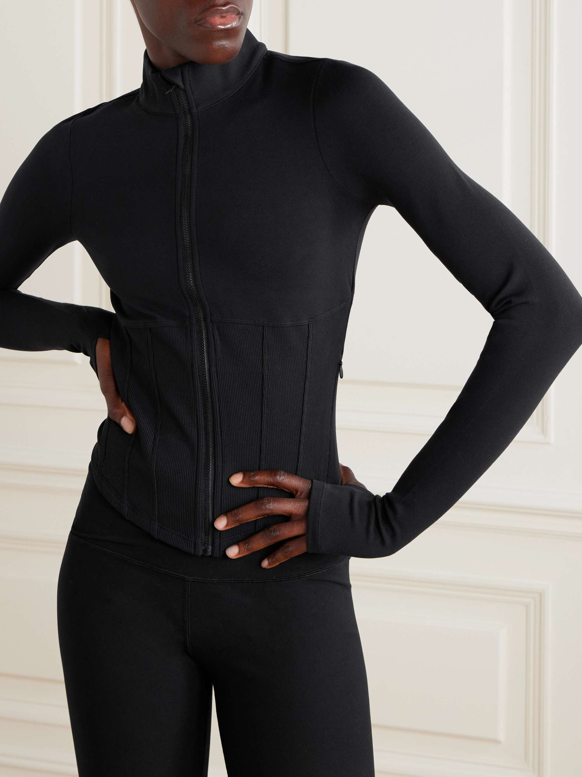 ALO YOGA Airbrush ribbed stretch-jersey corset jacket | NET-A-PORTER