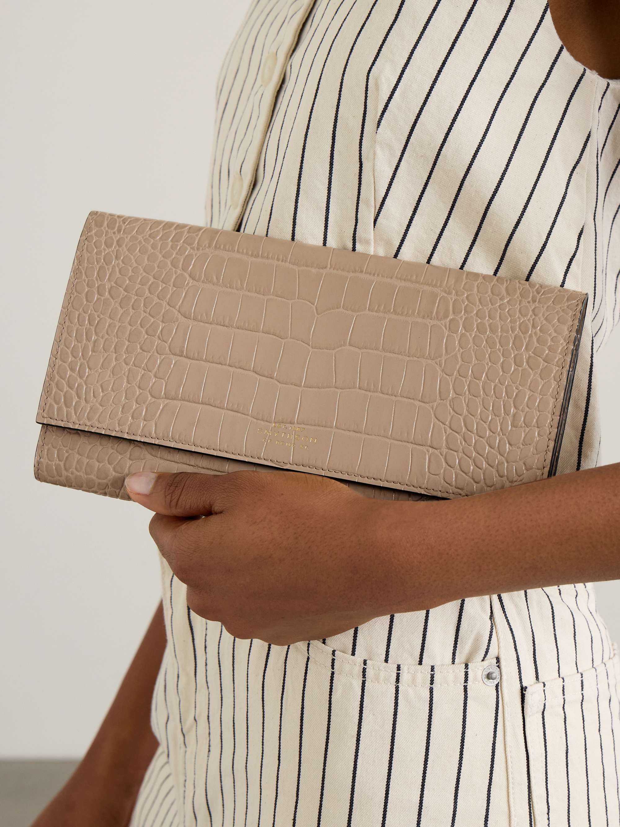 SMYTHSON Marshall croc-effect leather travel wallet | NET-A-PORTER