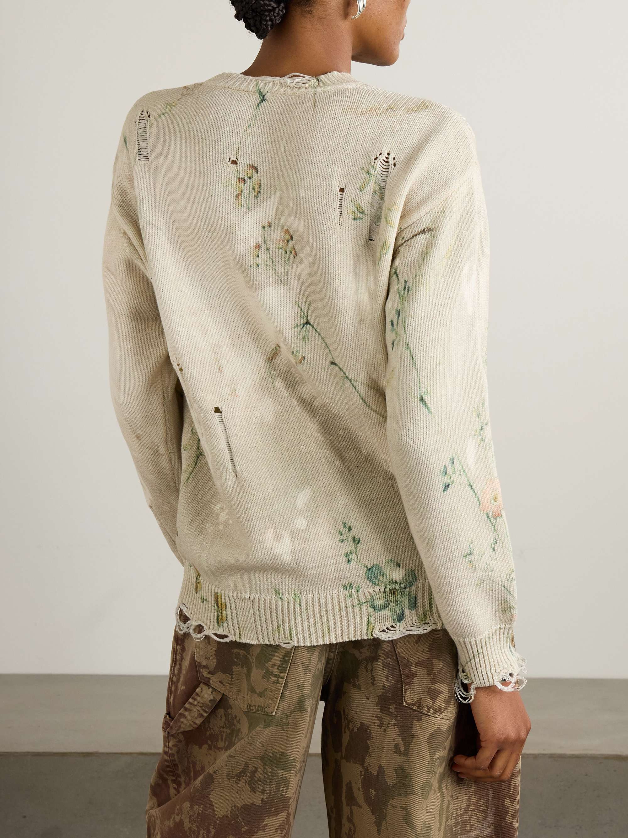 R13 Distressed floral-print cotton sweater | NET-A-PORTER