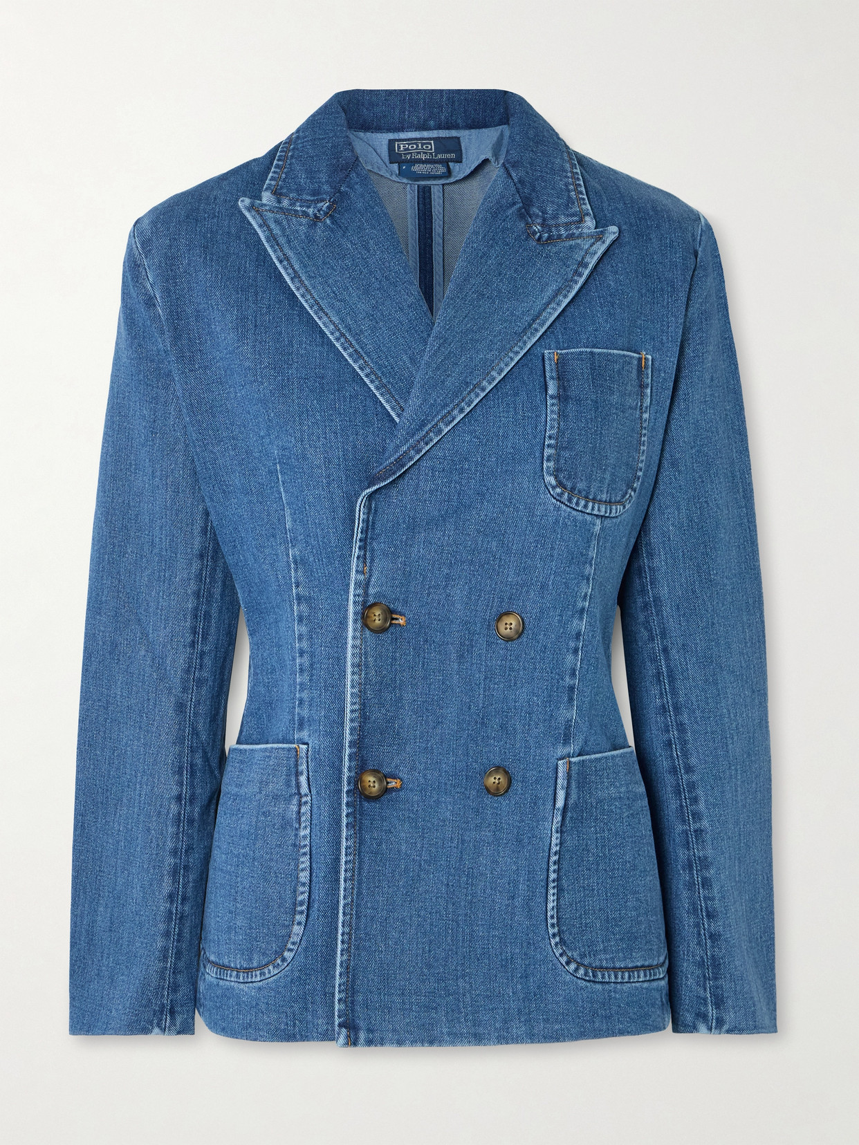Polo Ralph Lauren Rae Double-breasted Denim Blazer In Blue | ModeSens