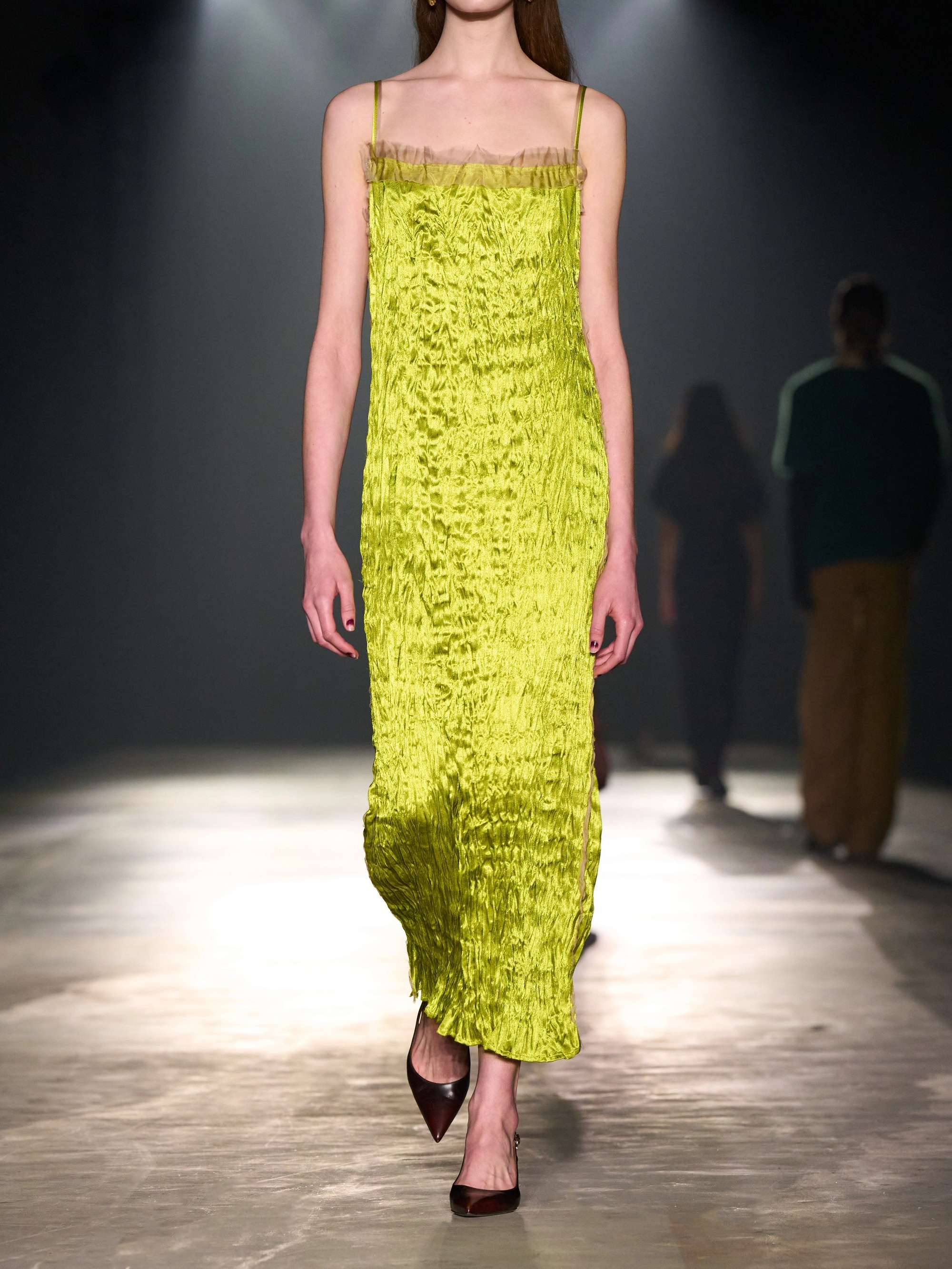 JASON WU COLLECTION Organza-trimmed plissé hammered silk-satin midi ...