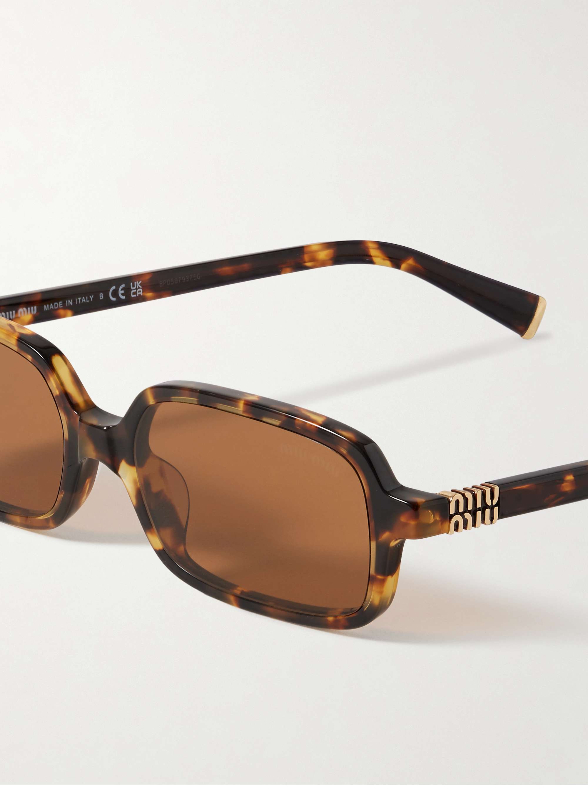MIU MIU Rectangular-frame tortoiseshell acetate sunglasses | NET-A-PORTER