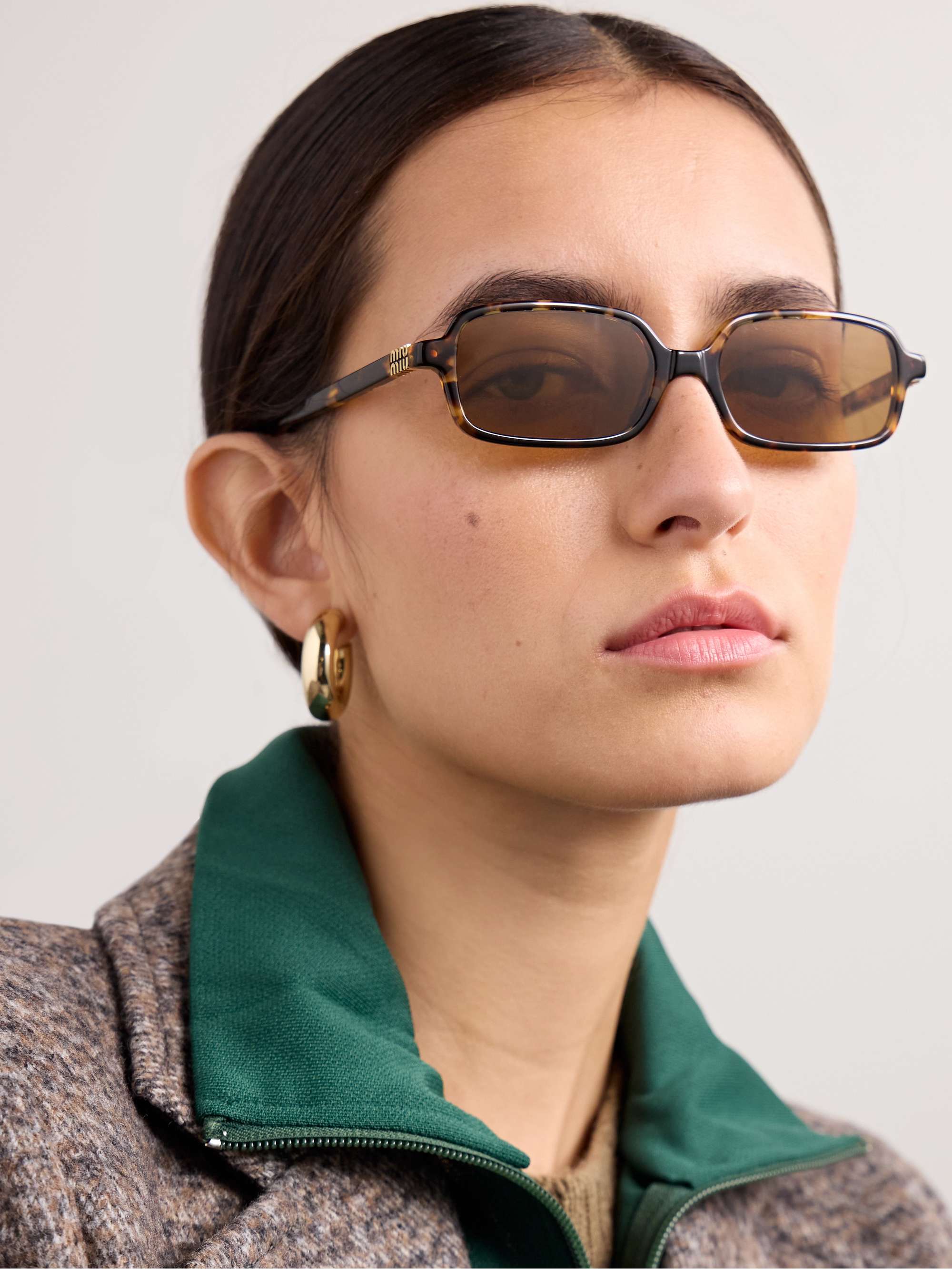 MIU MIU Rectangular-frame tortoiseshell acetate sunglasses | NET-A-PORTER