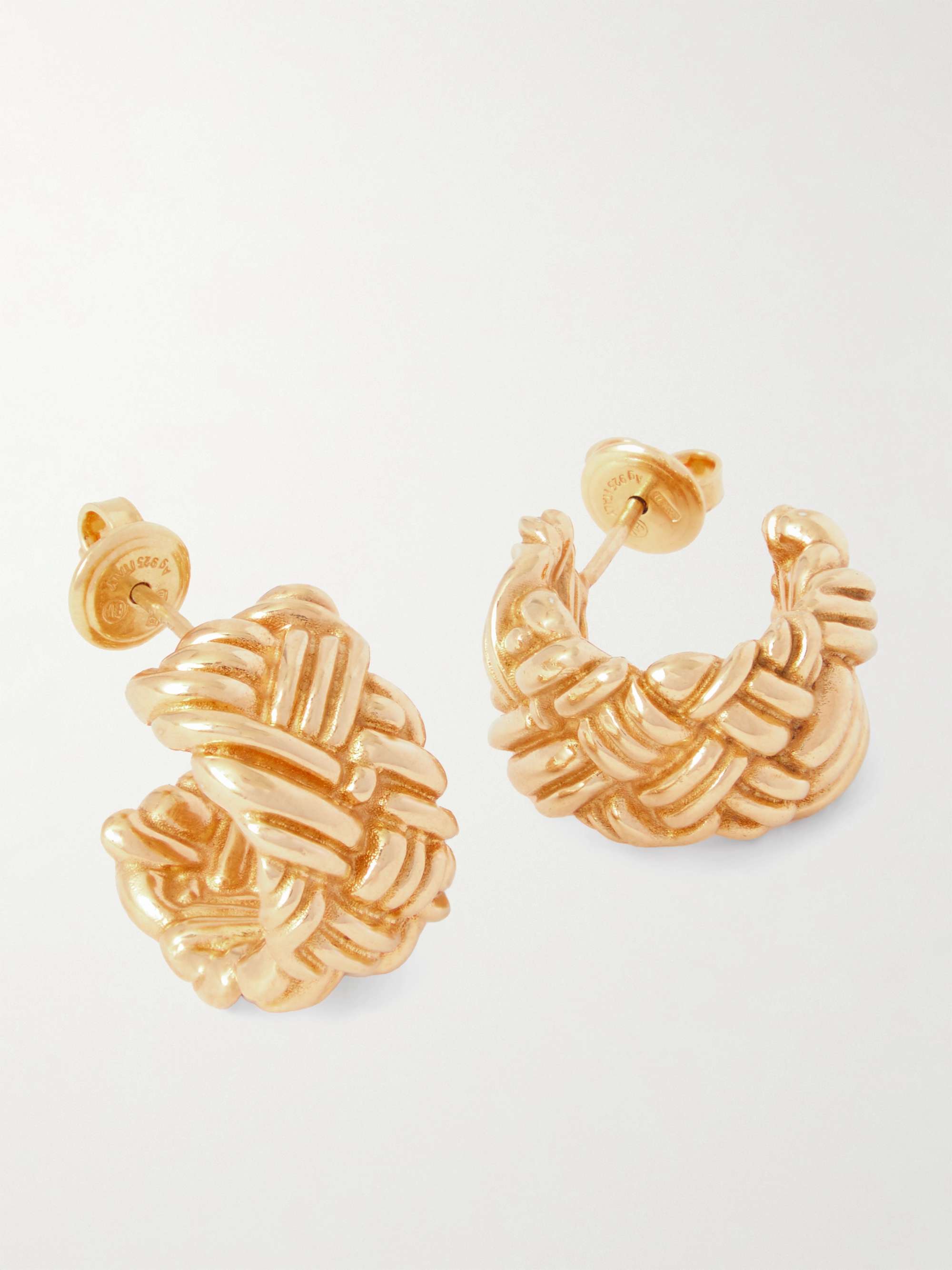 BOTTEGA VENETA Intrecciato gold-plated earrings | NET-A-PORTER