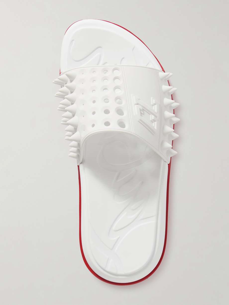 White Take It Easy Donna spiked rubber slides | CHRISTIAN LOUBOUTIN ...
