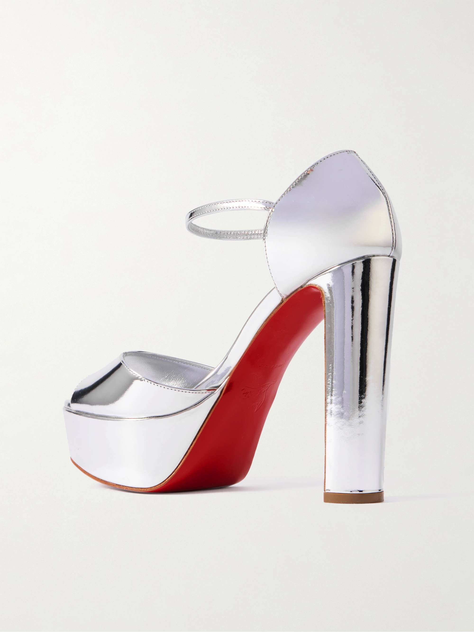 CHRISTIAN LOUBOUTIN Sandaloo 130 mirrored-leather platform sandals ...