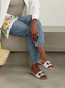 GUCCI Cutout leather slides | NET-A-PORTER