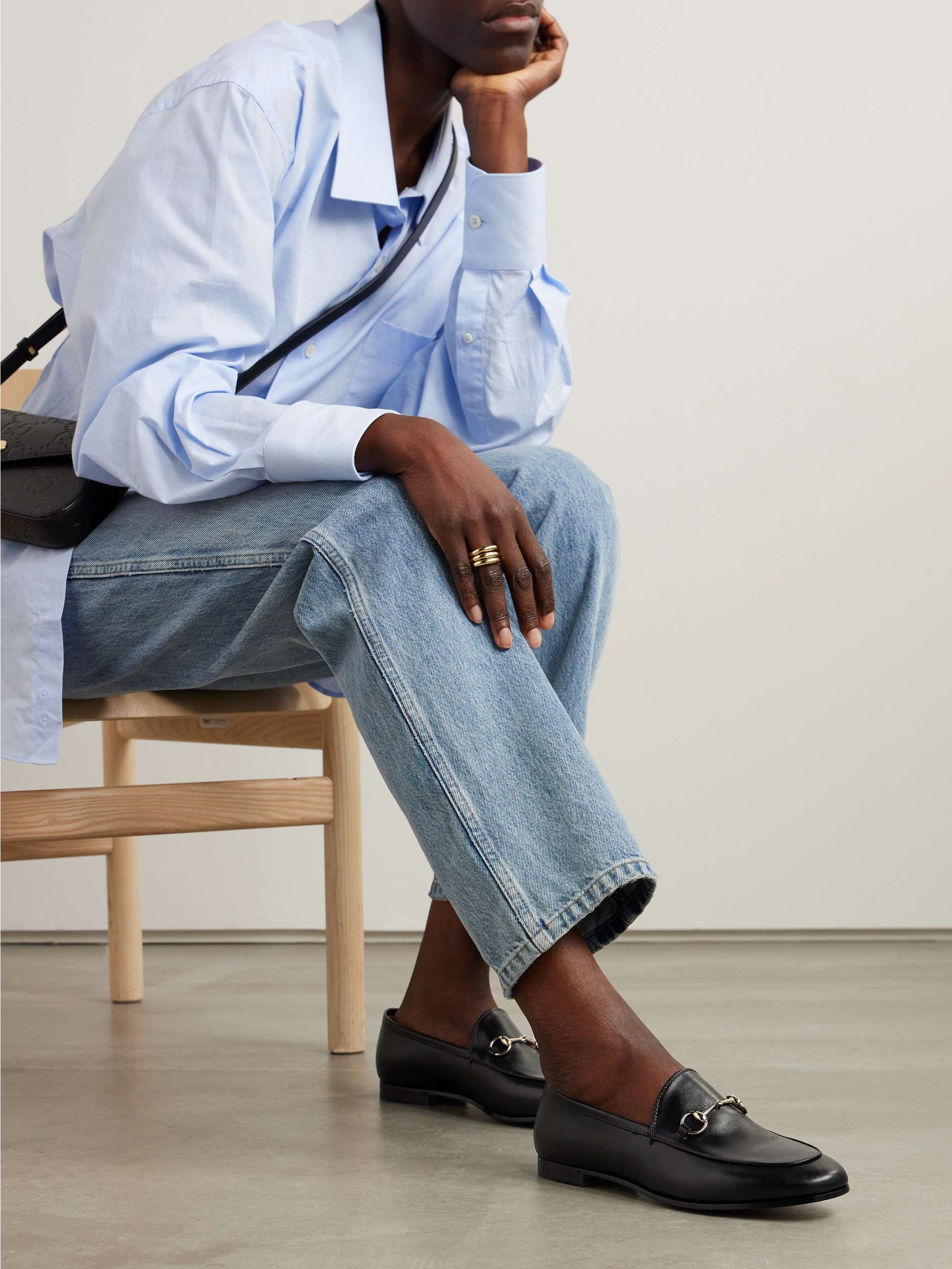 GUCCI Jordaan horsebit-detailed leather loafers | NET-A-PORTER GUCCI Jordaan horsebit-detailed leather loafers | NET-A-PORTER
