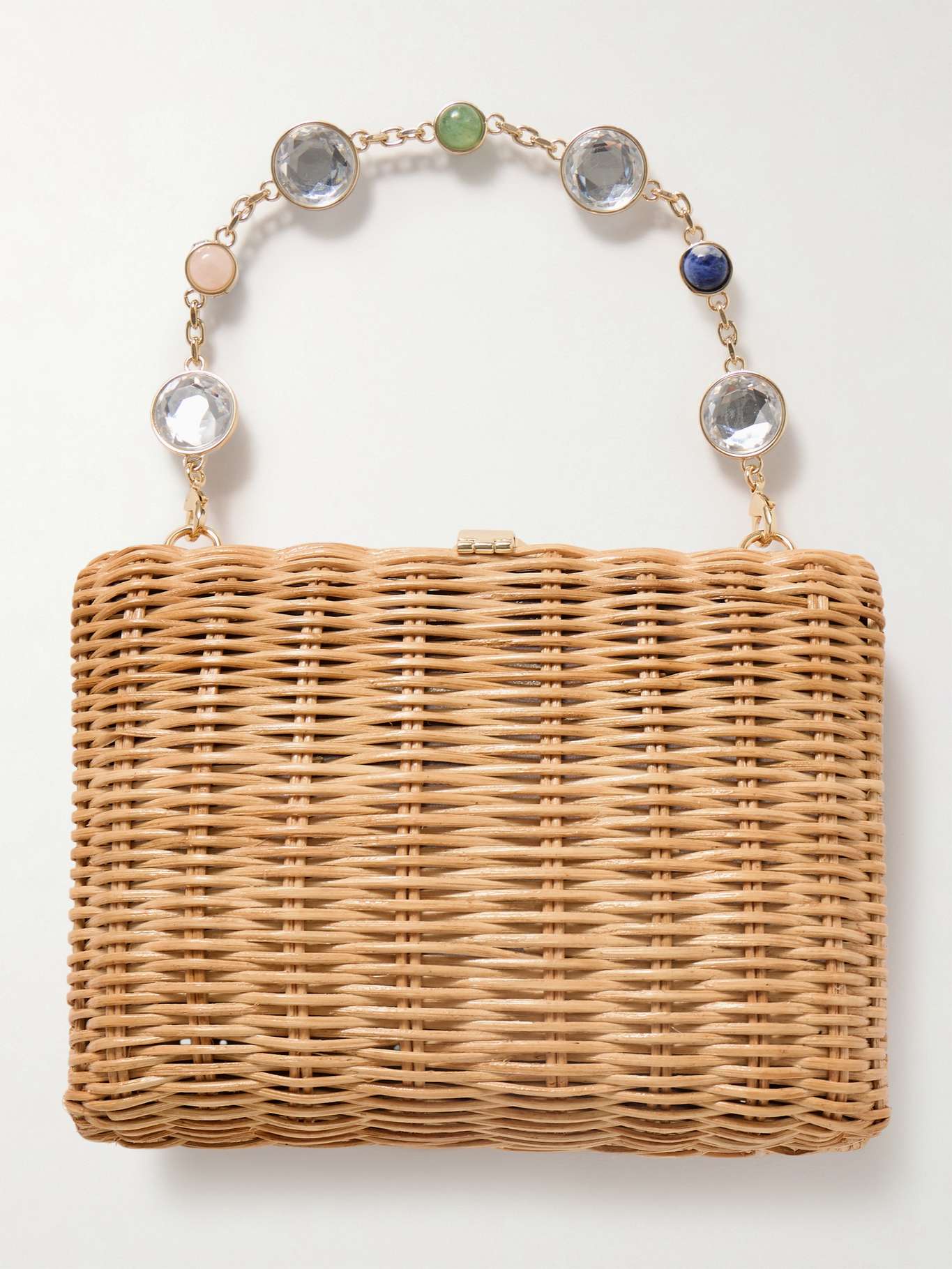 JUDITH LEIBER COUTURE Hailey crystal-emellished gold-tone and wicker ...