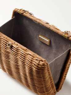 JUDITH LEIBER COUTURE Hailey crystal-emellished gold-tone and wicker ...