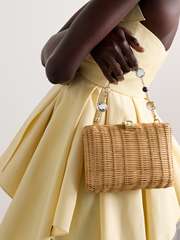 JUDITH LEIBER COUTURE Hailey crystal-emellished gold-tone and wicker ...