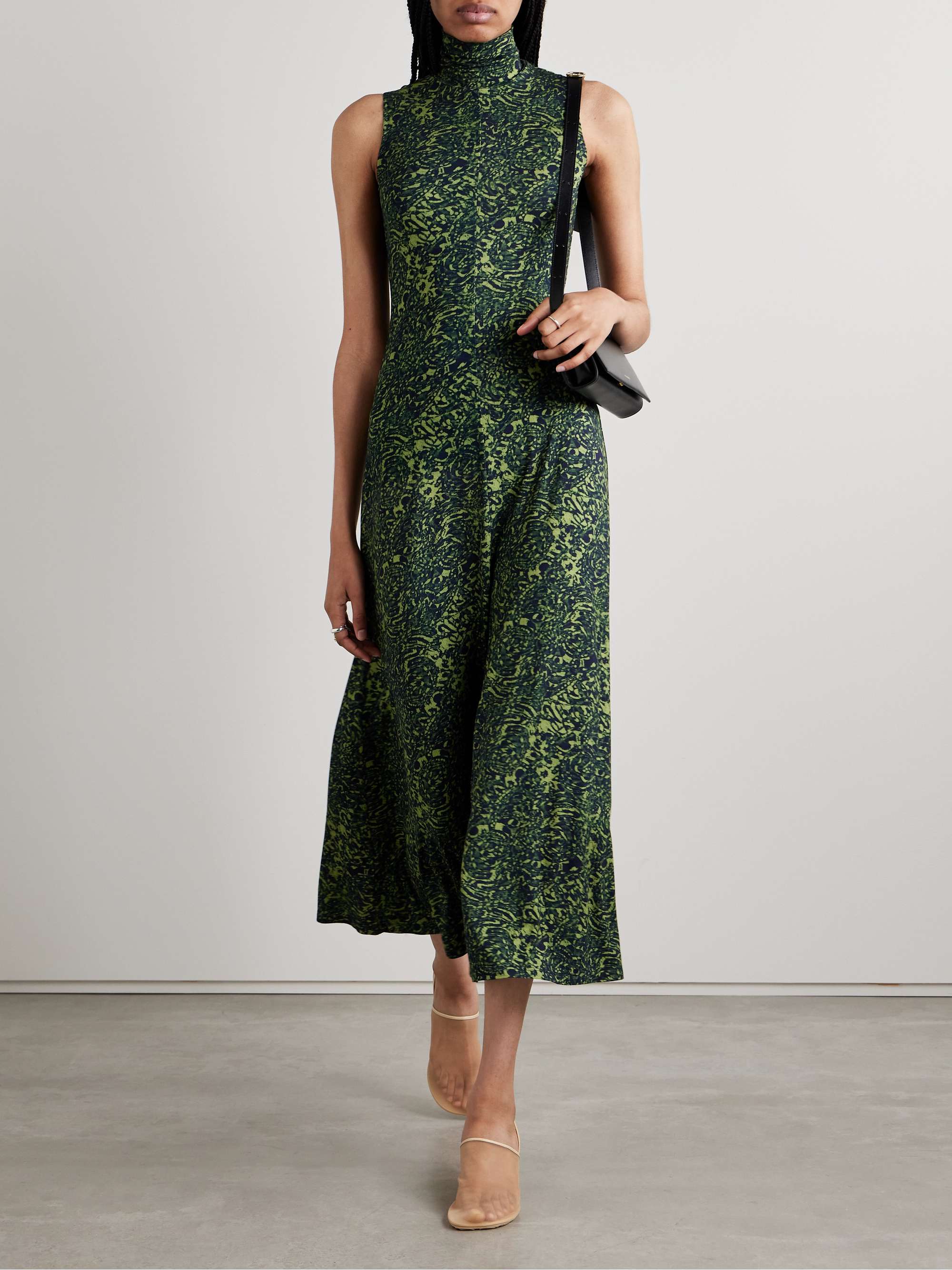 PROENZA SCHOULER WHITE LABEL Jamie printed jersey turtleneck midi dress ...