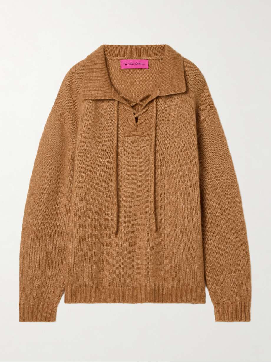 THE ELDER STATESMAN Nimbus oversized lace-up cashmere and cotton-blend ...