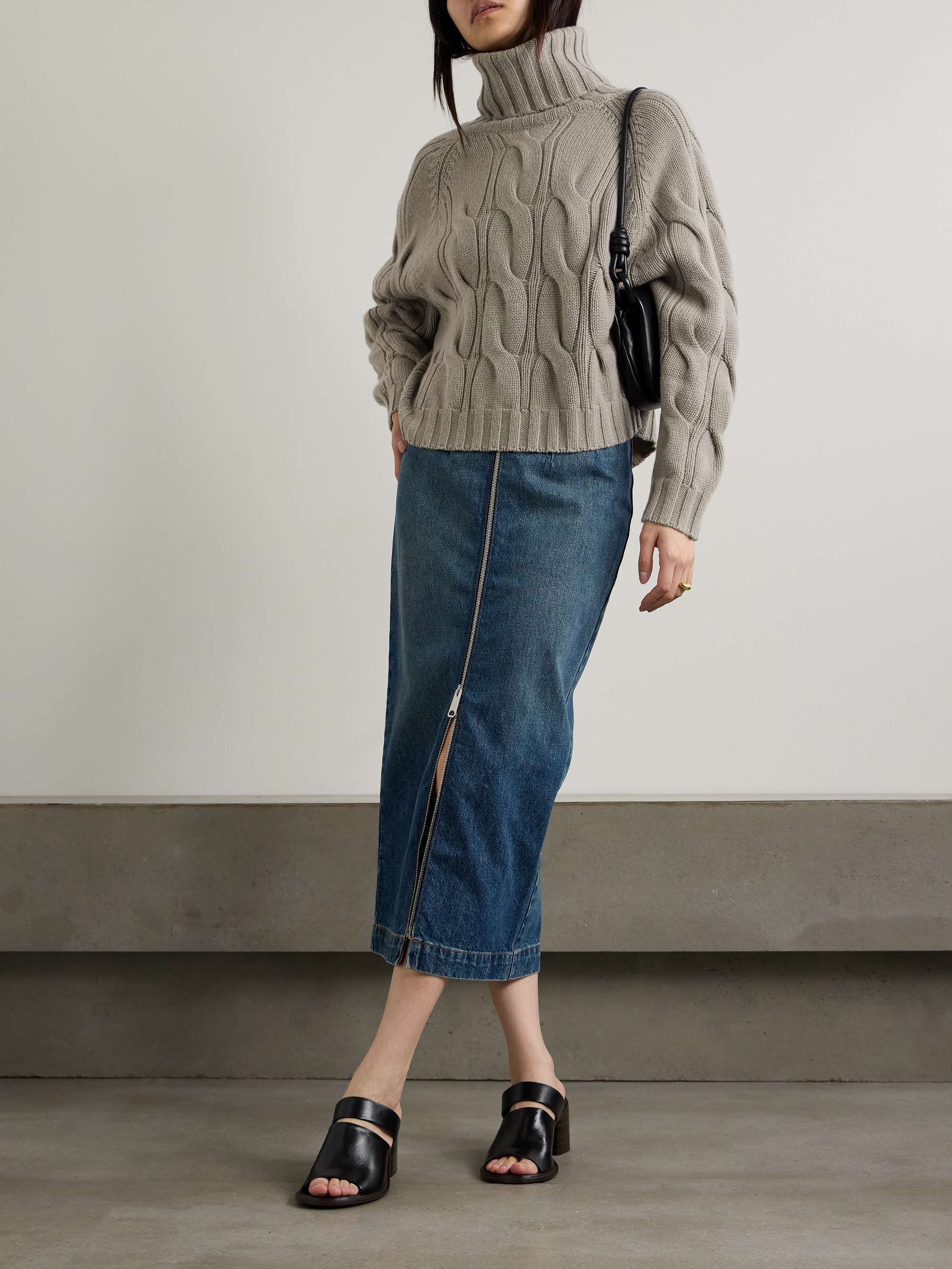 ALLUDE Cable-knit wool and cashmere-blend turtleneck sweater | NET-A-PORTER