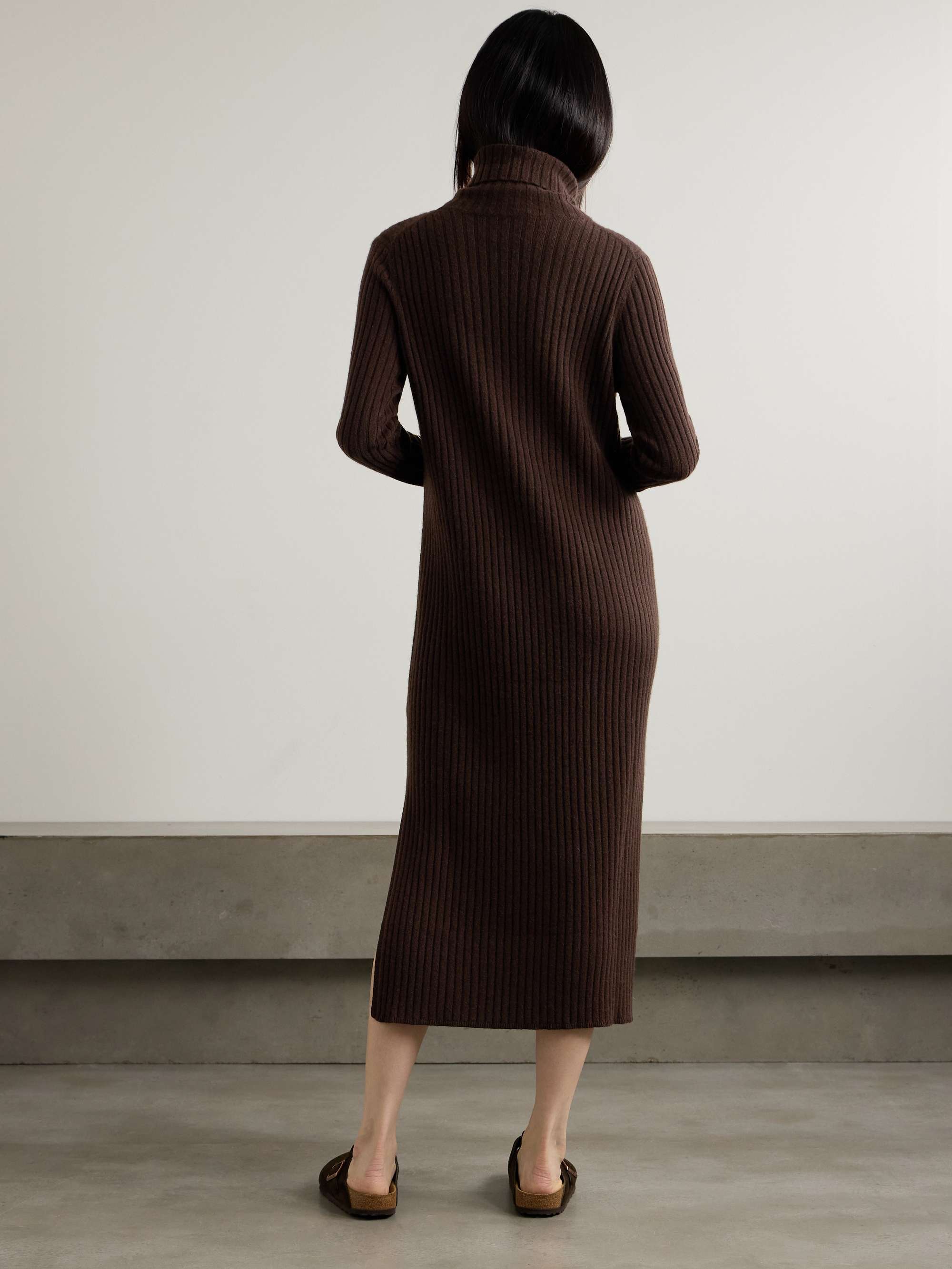 ALLUDE Ribbed cashmere turtleneck midi dress | NET-A-PORTER