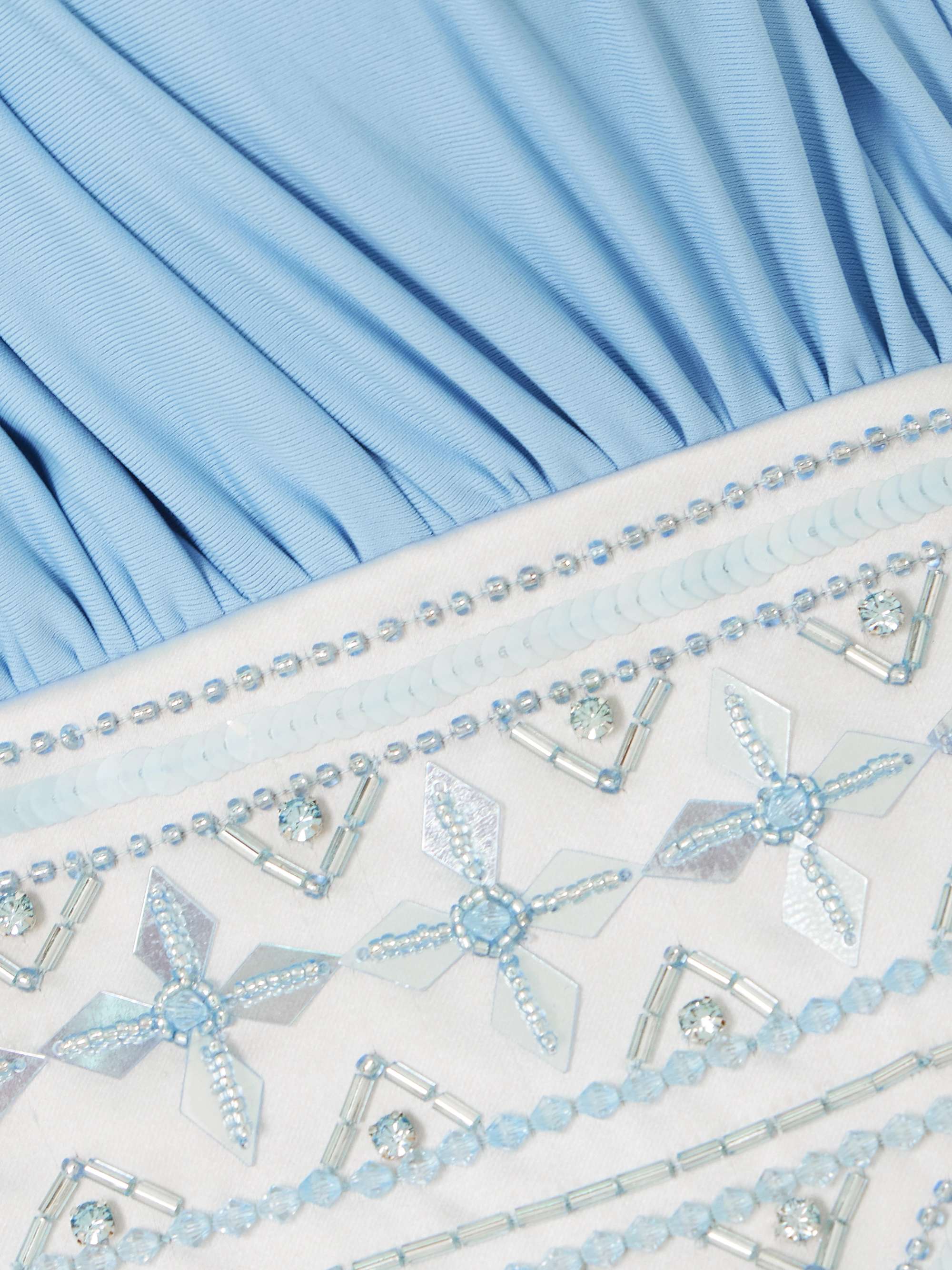 DES PHEMMES Embellished georgette and duchesse-satin halterneck mini ...