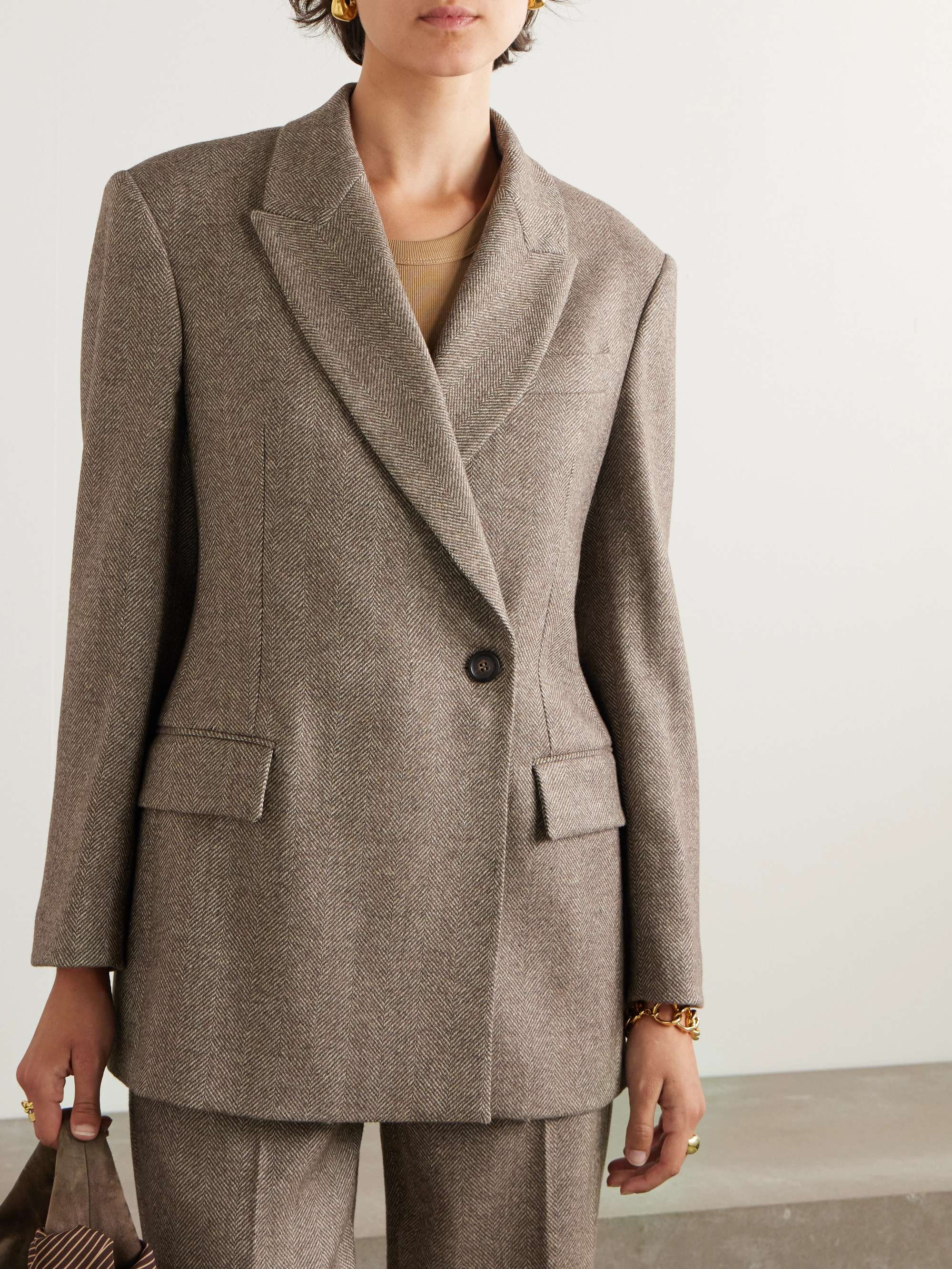 BRUNELLO CUCINELLI Herringbone wool-blend blazer | NET-A-PORTER