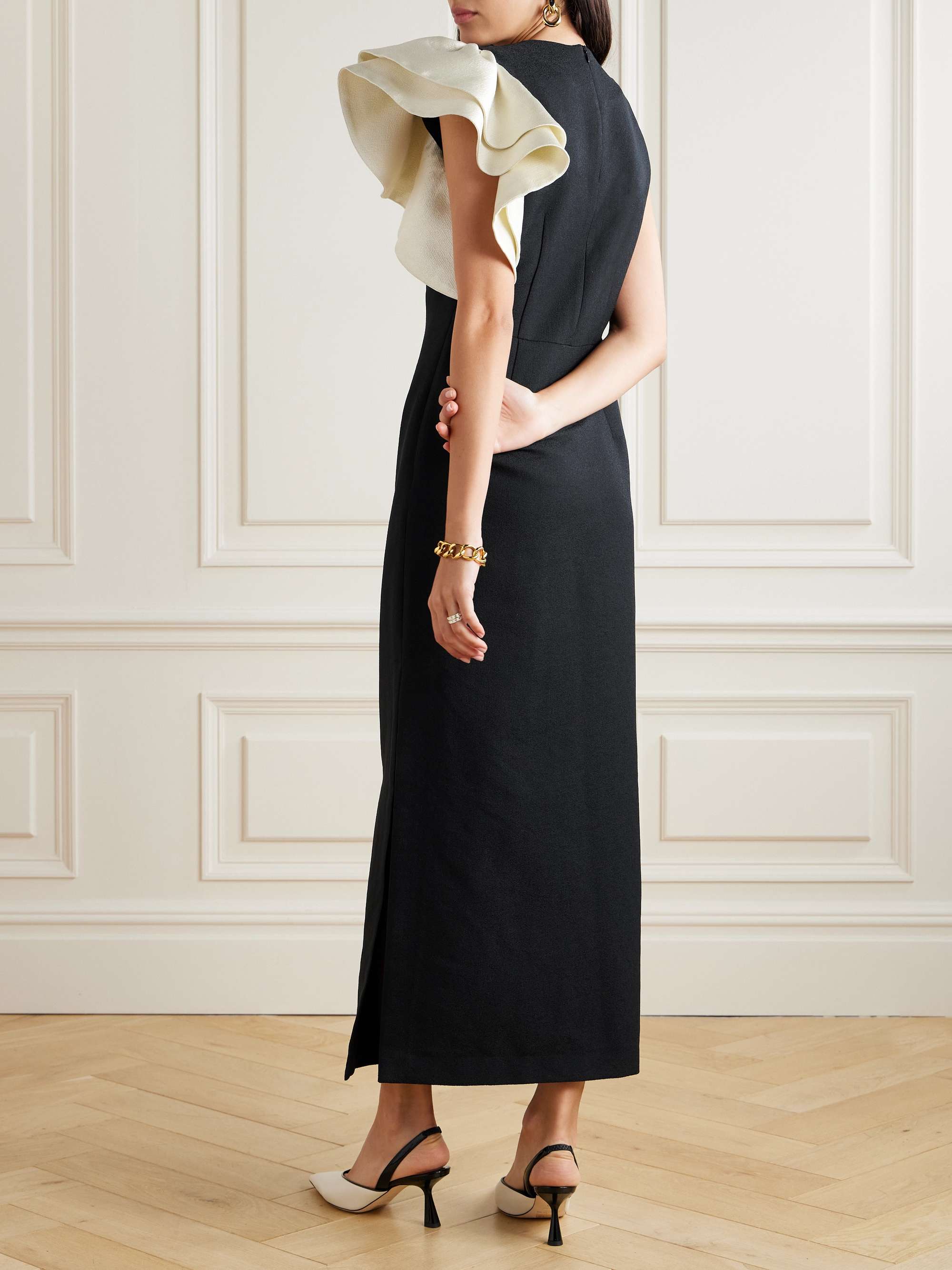 DESTREE Franz asymmetric two-tone crepe midi dress | NET-A-PORTER