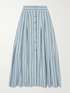 DESTREE Irving pleated striped twill midi skirt | NET-A-PORTER