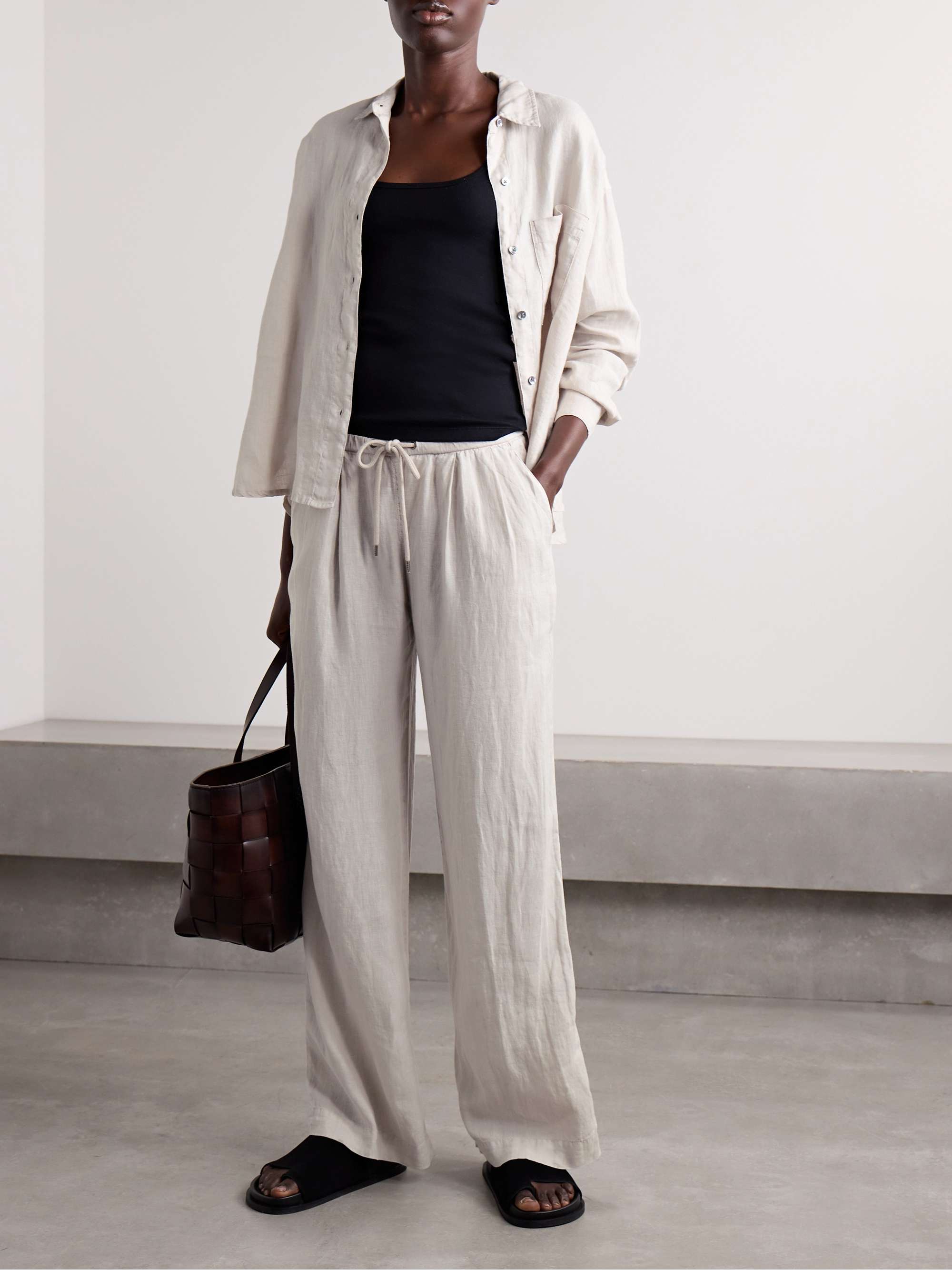 JAMES PERSE Pleated linen wide-leg pants | NET-A-PORTER
