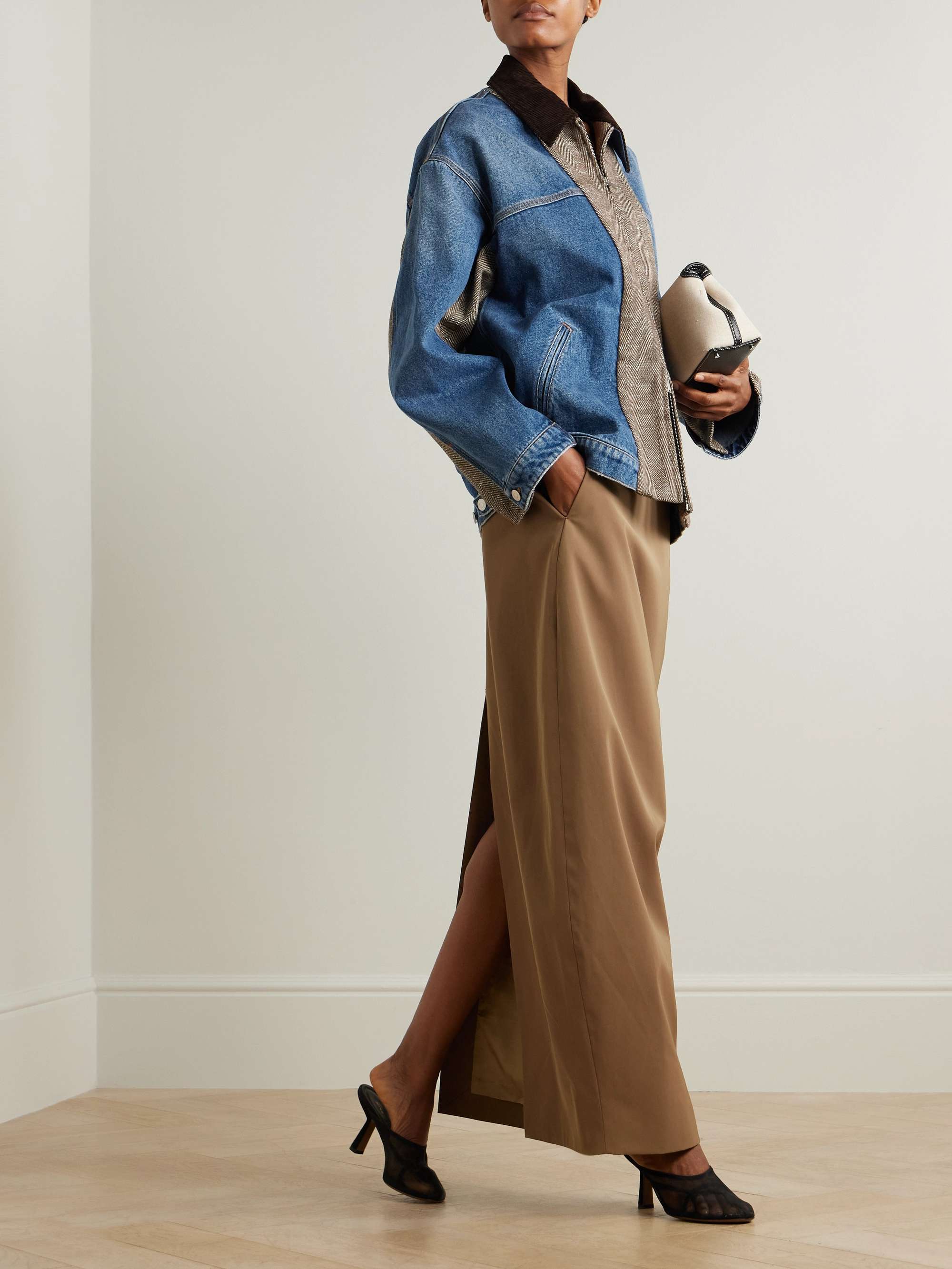 STELLA MCCARTNEY Corduroy and tweed-trimmed denim jacket | NET-A-PORTER