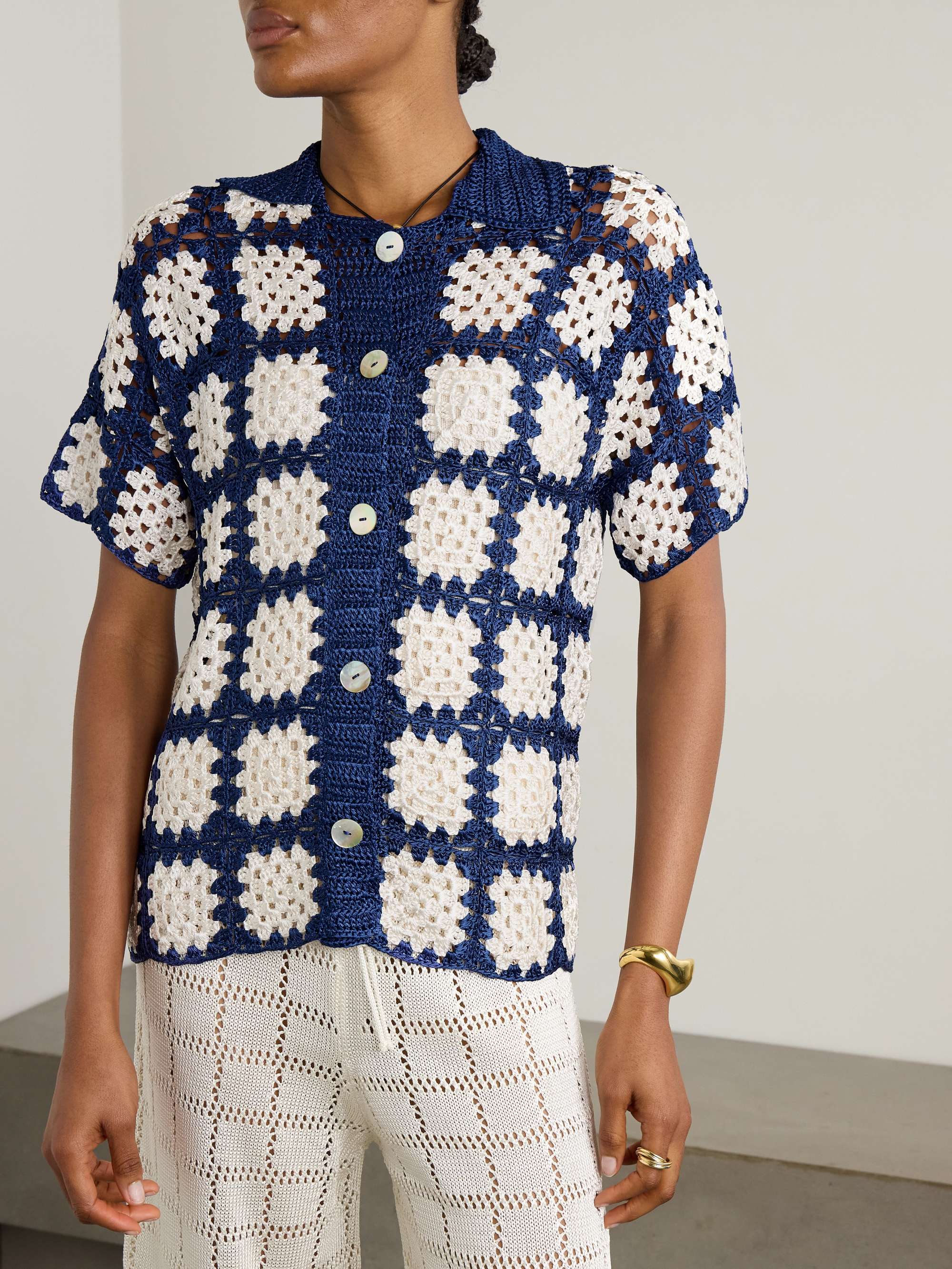 CALLE DEL MAR Checked crocheted cardigan | NET-A-PORTER