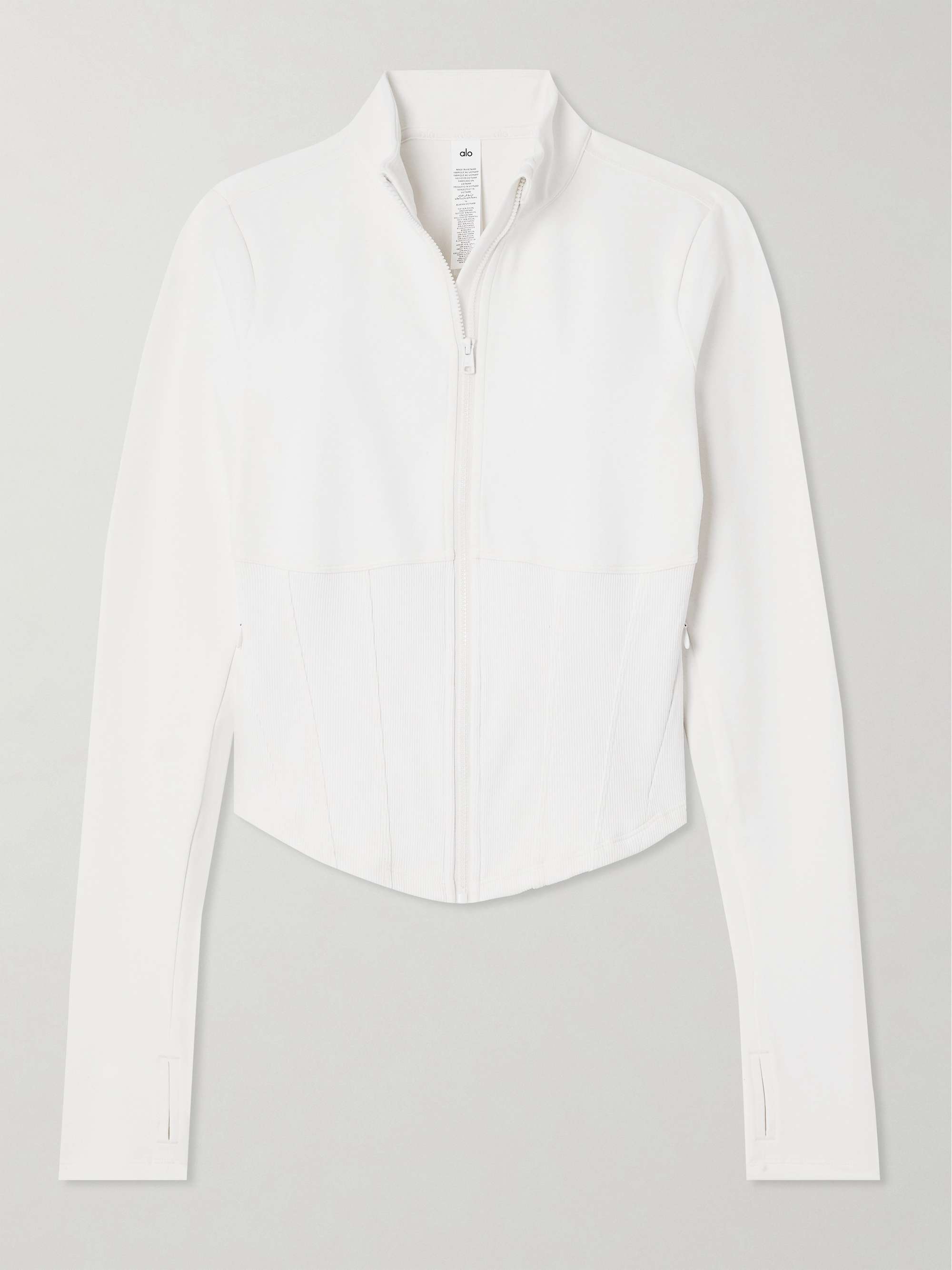 ALO YOGA Airbrush ribbed stretch-jersey corset jacket | NET-A-PORTER