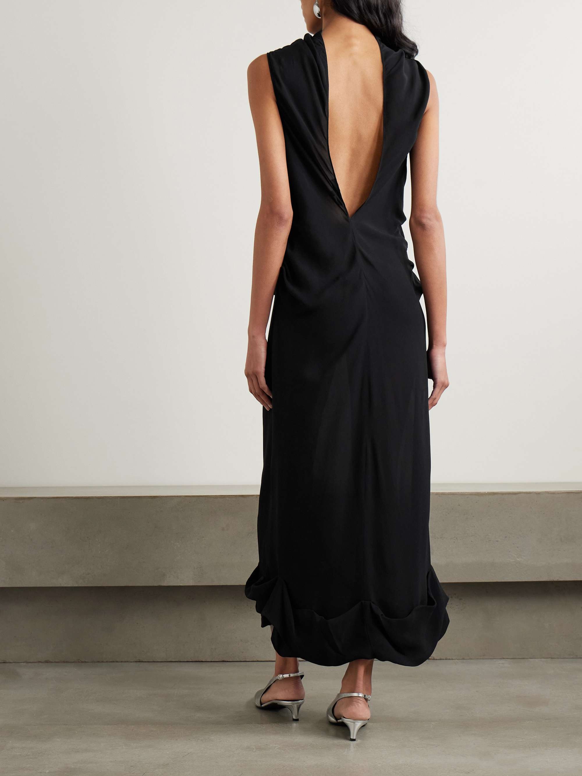 JW ANDERSON Twisted gathered crepe de chine maxi dress | NET-A-PORTER