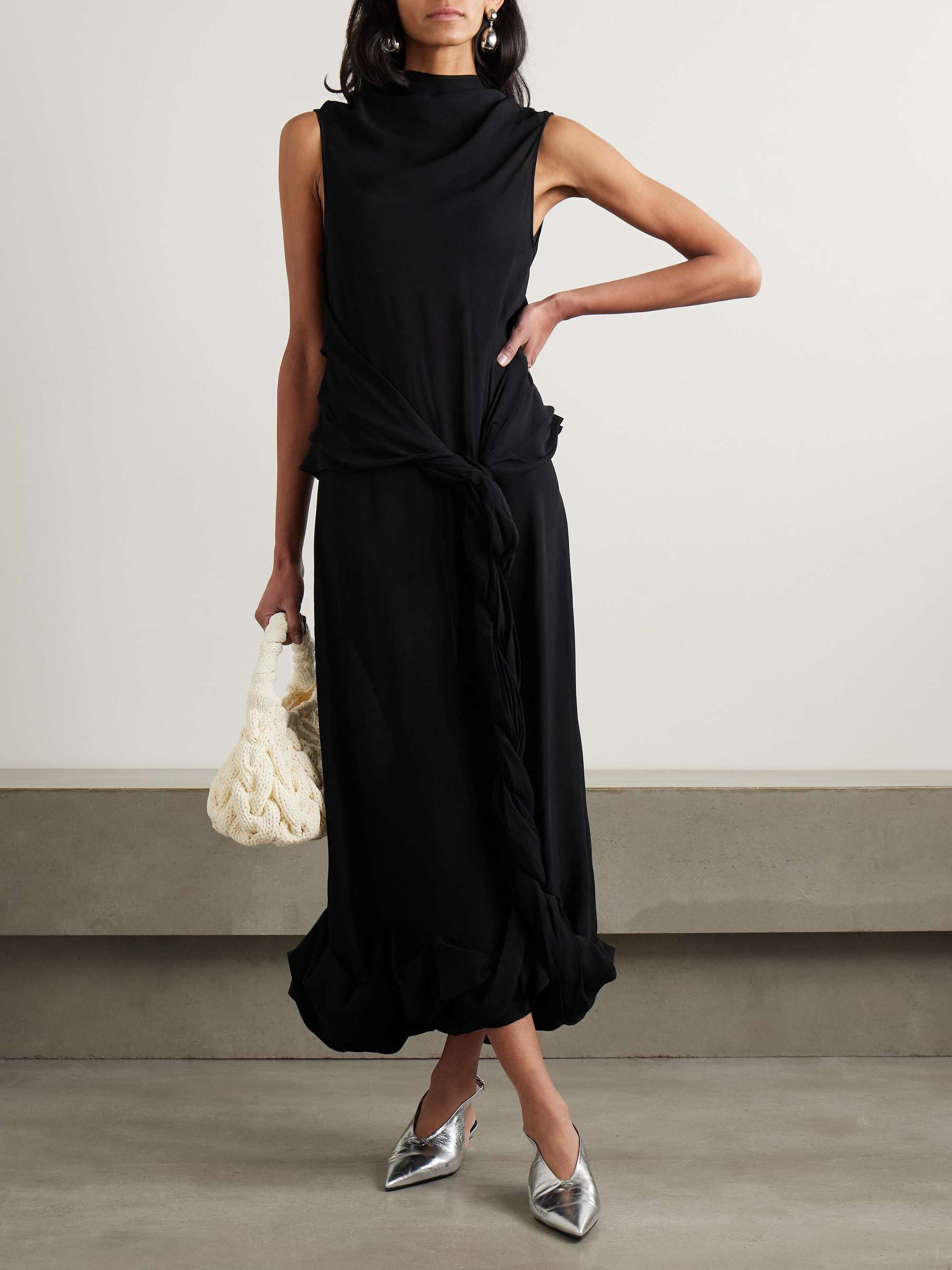 JW ANDERSON Twisted gathered crepe de chine maxi dress | NET-A-PORTER