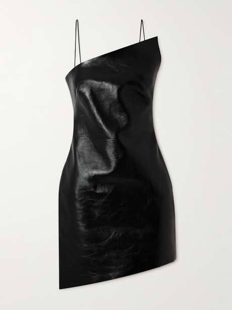 GIVENCHY Asymmetric glossed textured-leather mini dress | NET-A-PORTER