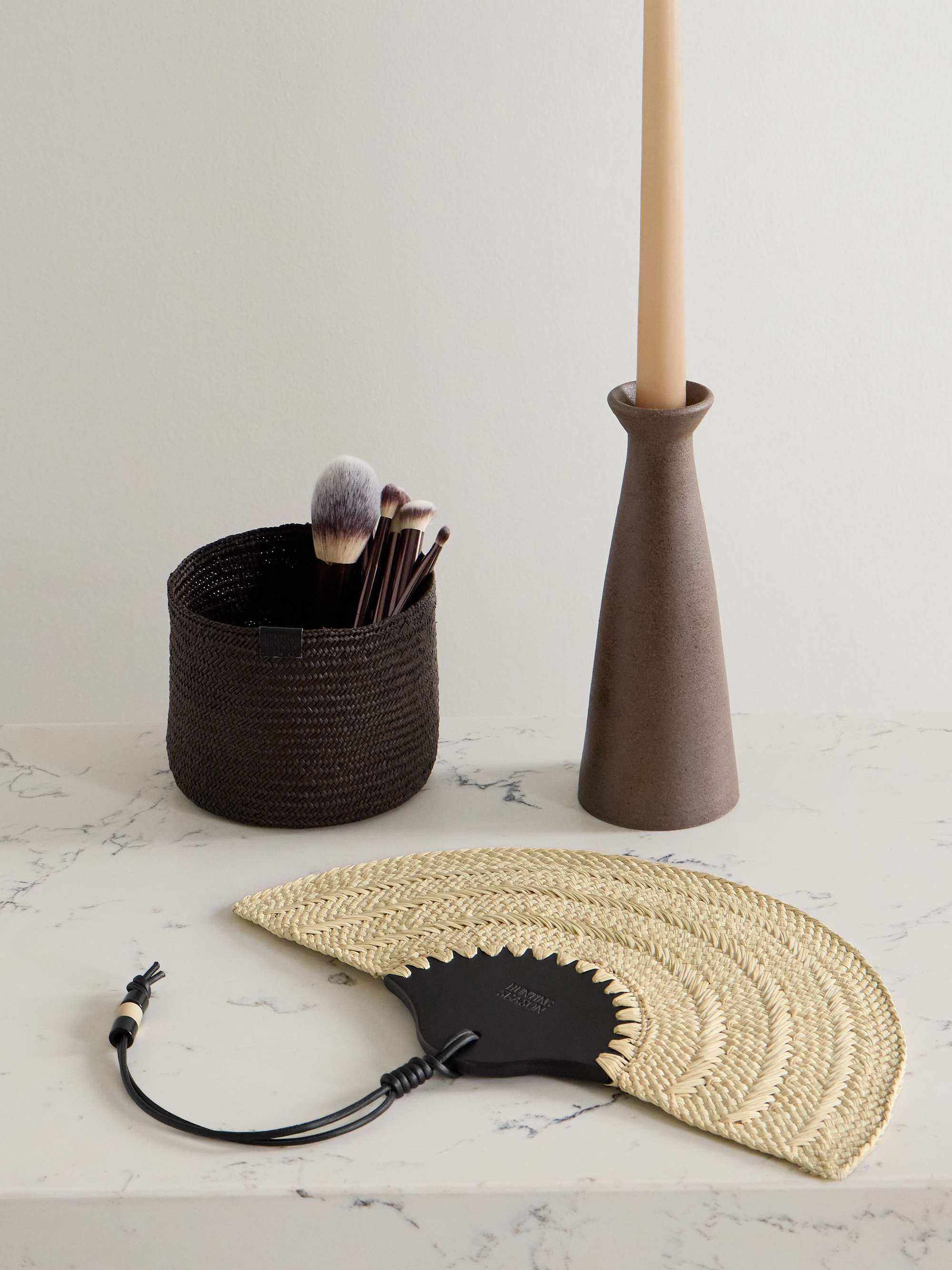 HUNTING SEASON Woven iraca and wood fan | NET-A-PORTER