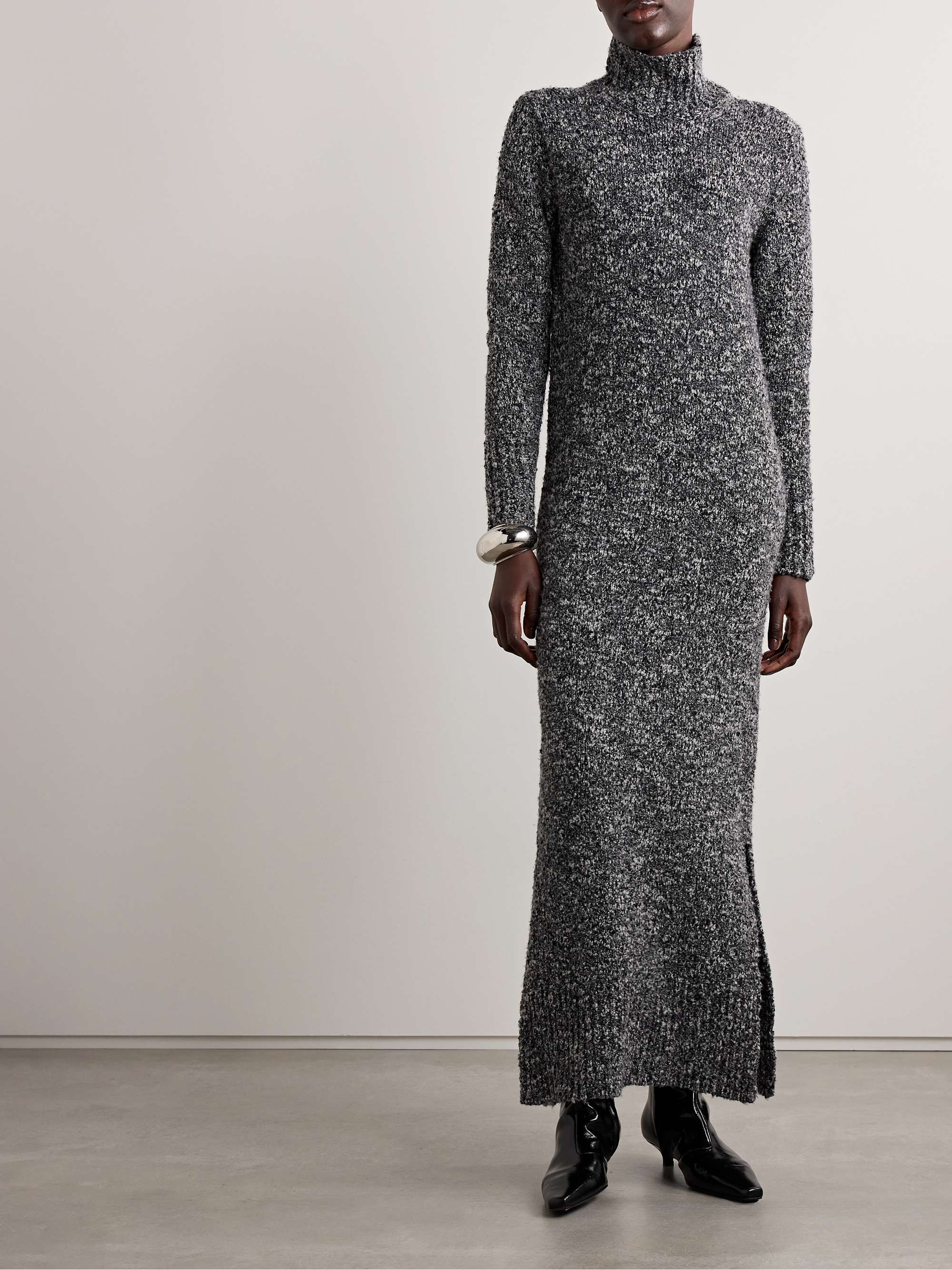 BRANDON MAXWELL The Frankie wool-blend bouclé turtleneck maxi dress ...