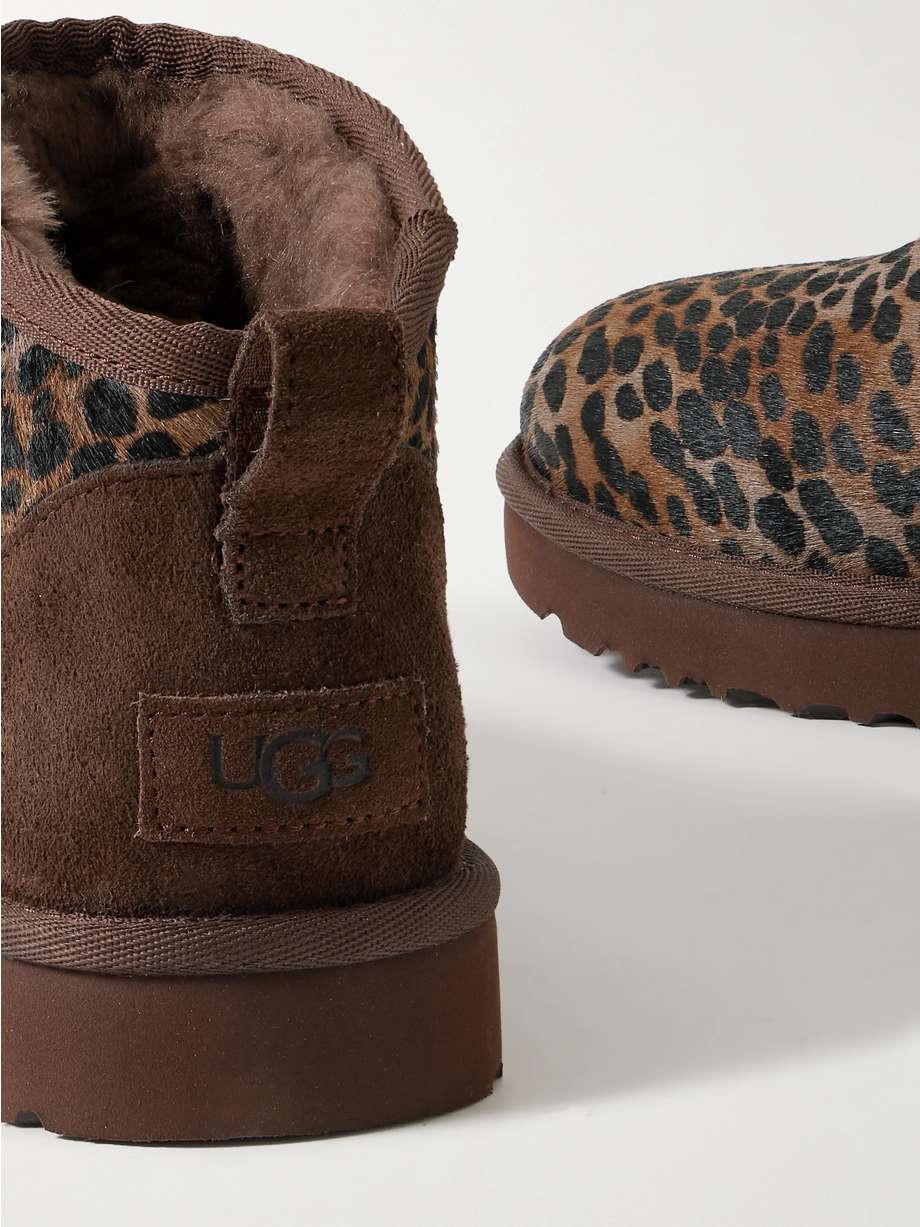 UGG Classic Ultra Mini Caspian leopard-print calf hair boots | NET-A-PORTER