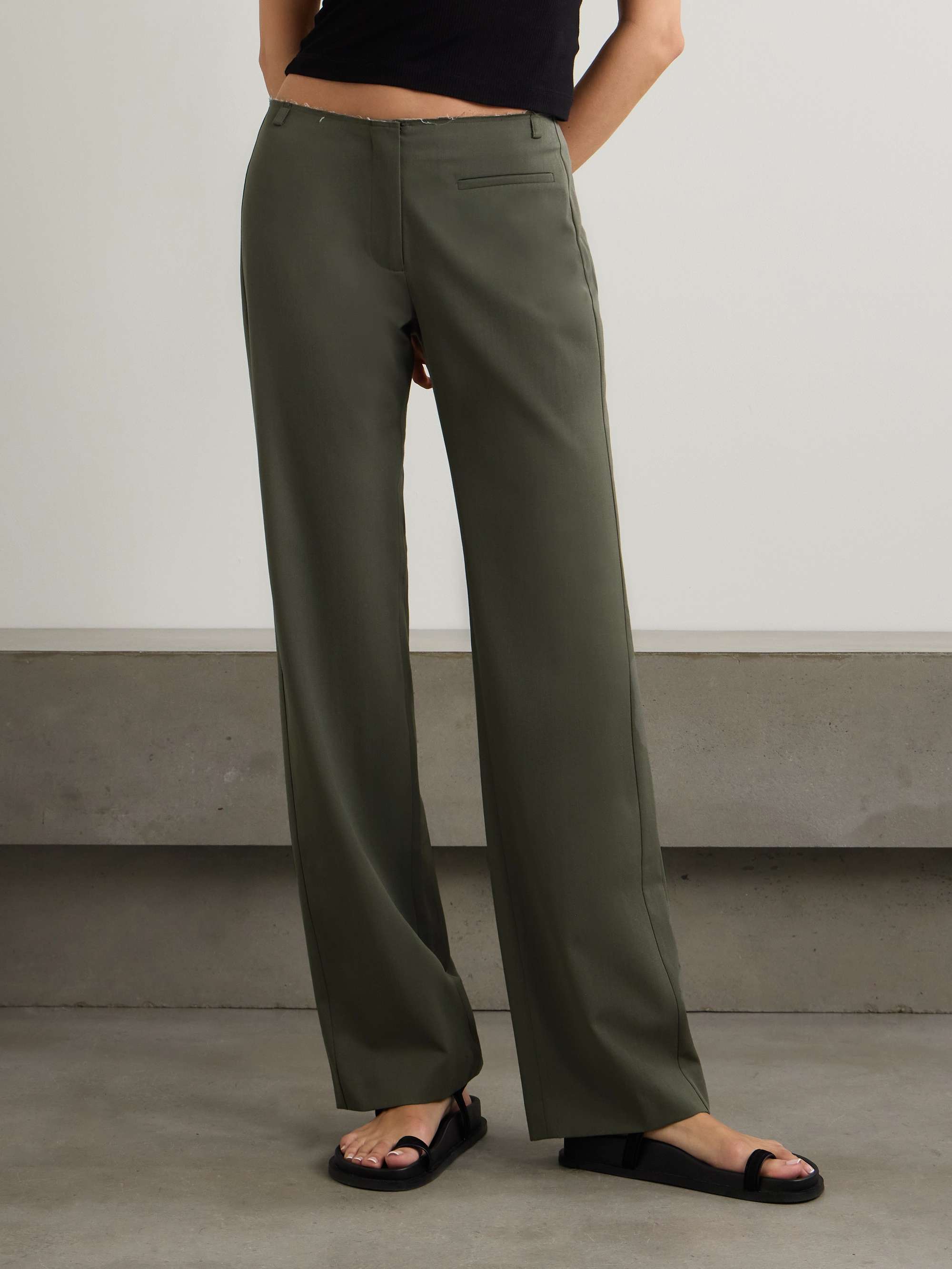 ST. AGNI Frayed wool-blend twill straight-leg pants | NET-A-PORTER