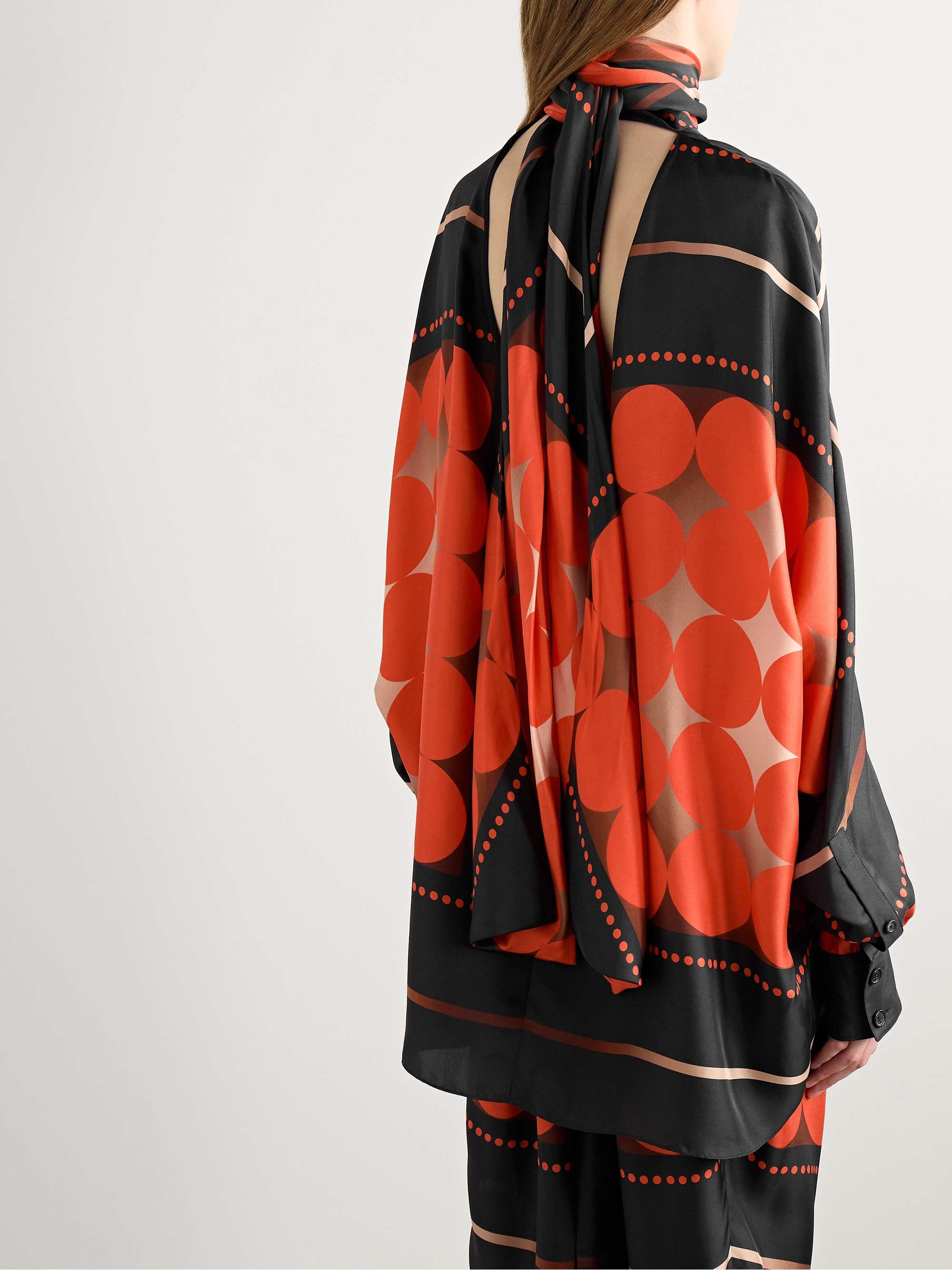 KHAITE Bex tie-neck printed silk-twill blouse | NET-A-PORTER