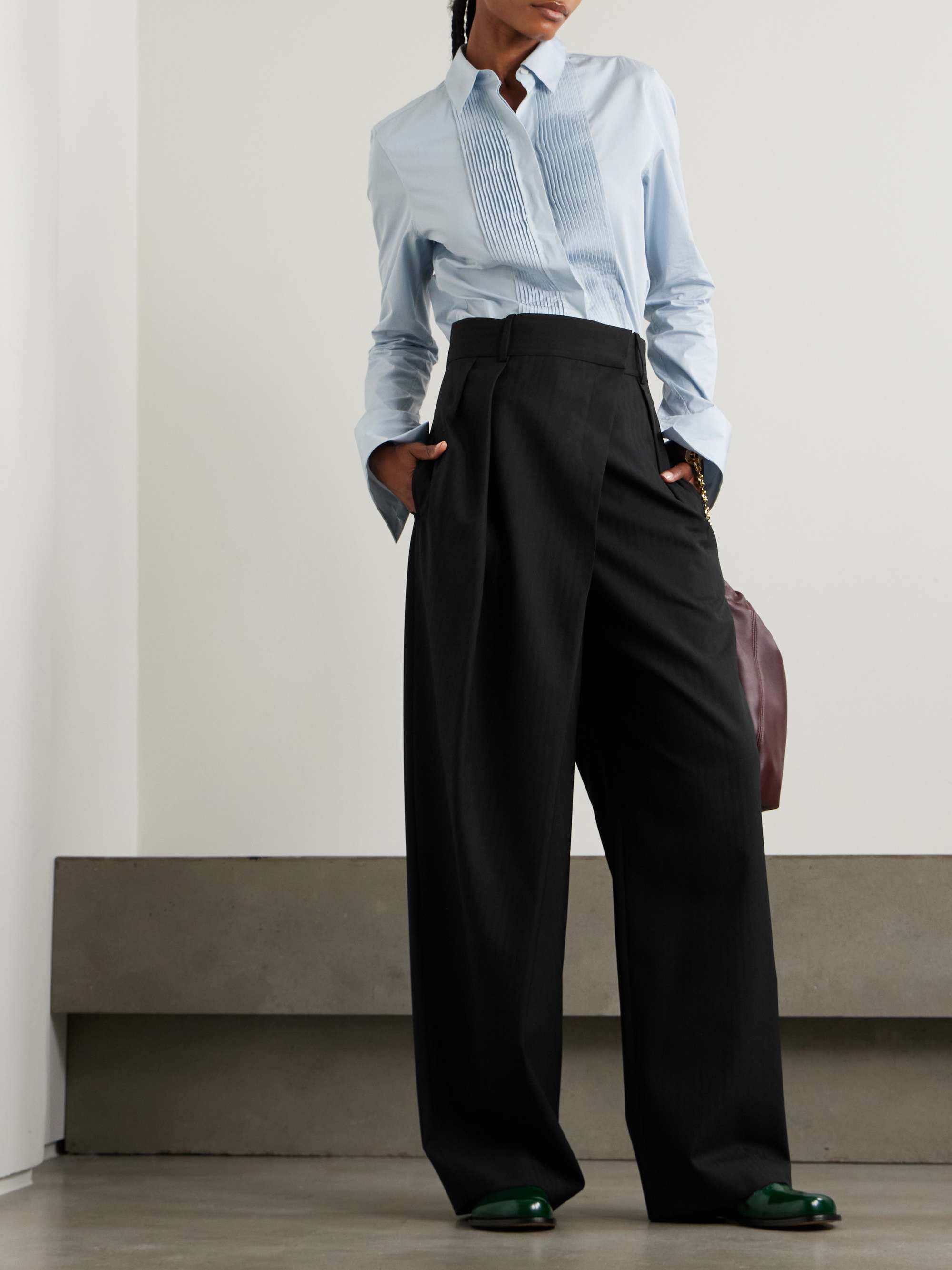 LOEWE Asymmetric wide-leg wool pants | NET-A-PORTER