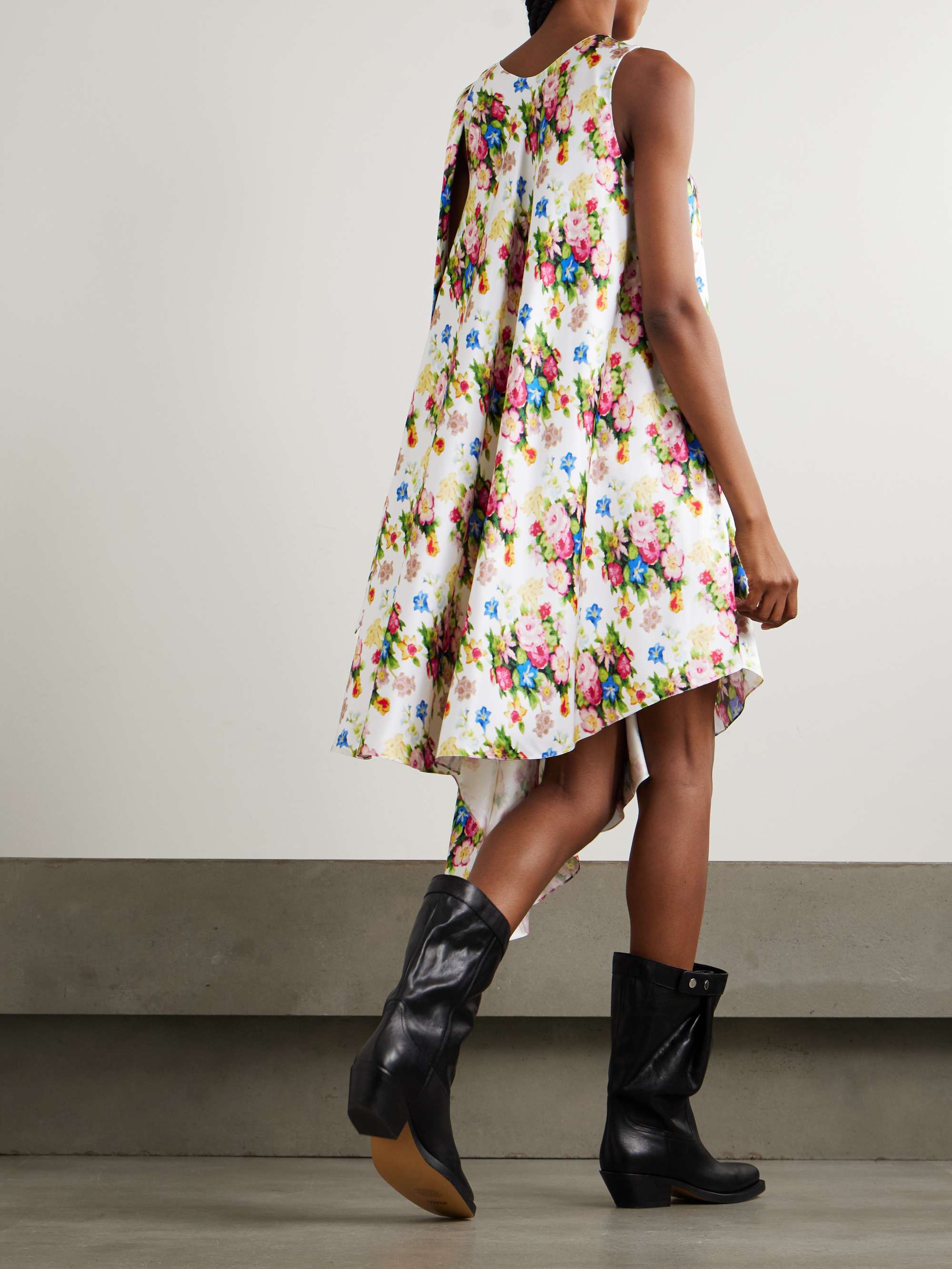 LOEWE Asymmetric floral-print silk dress | NET-A-PORTER
