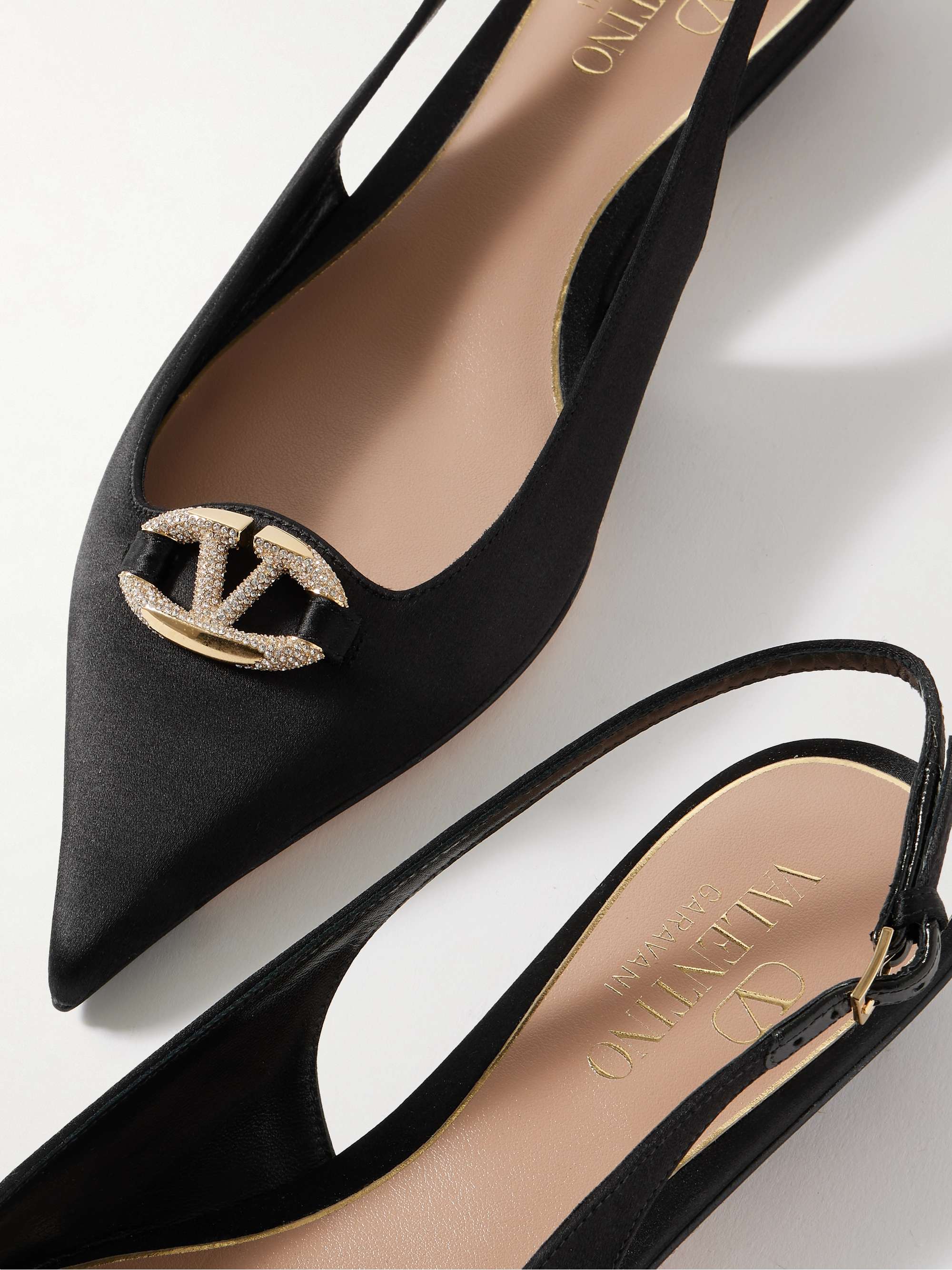 VALENTINO GARAVANI VLOGO Bold 20 crystal-embellished satin pumps | NET ...