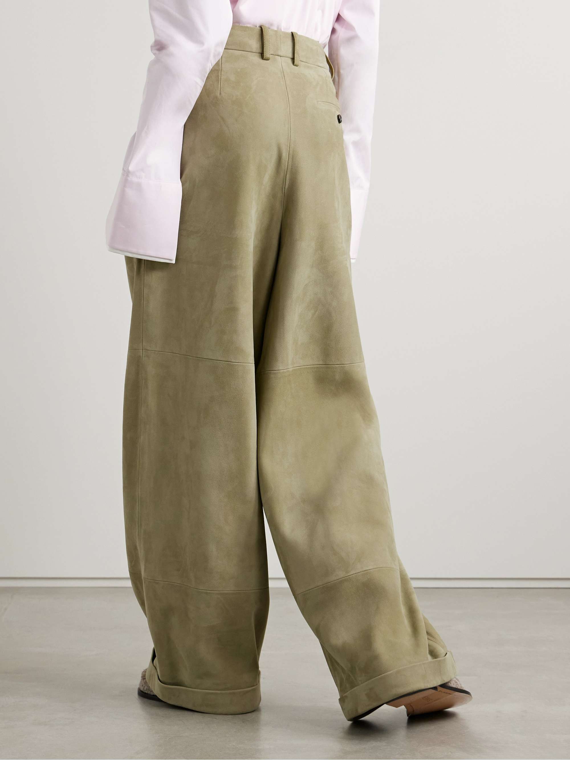 LOEWE Paneled suede wide-leg pants | NET-A-PORTER