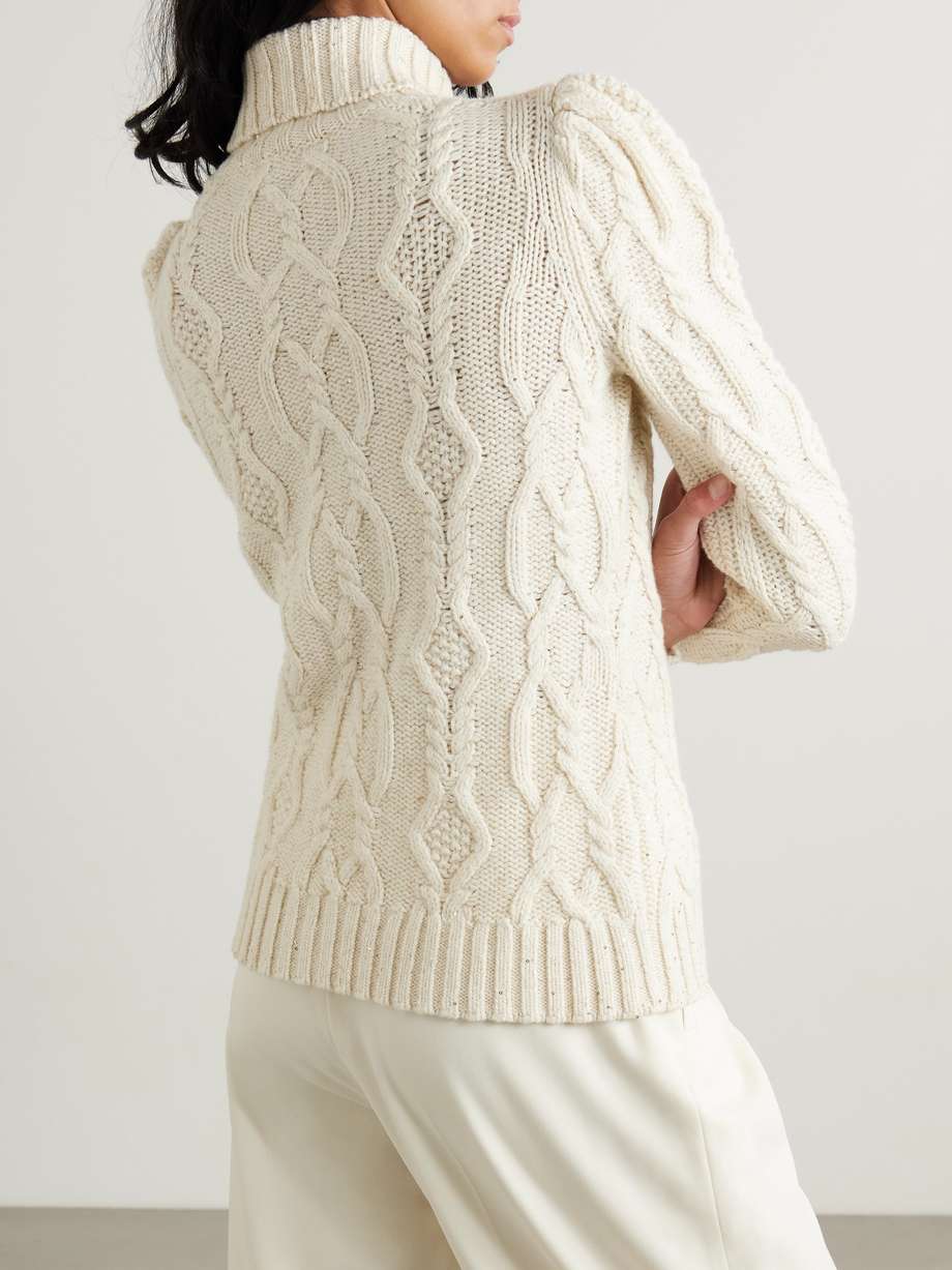 RALPH LAUREN COLLECTION Sequin-embellished metallic cable-knit wool ...