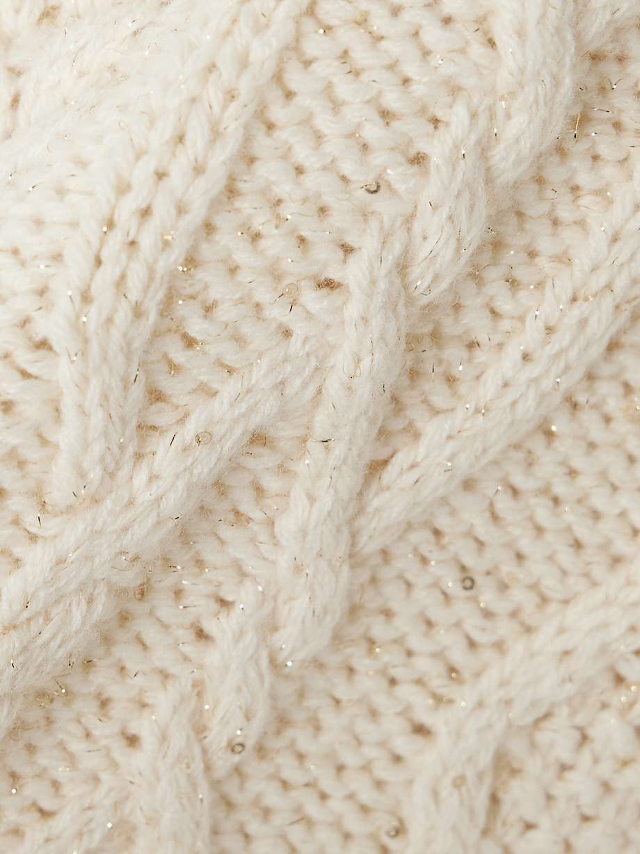 RALPH LAUREN COLLECTION Sequin-embellished metallic cable-knit wool ...