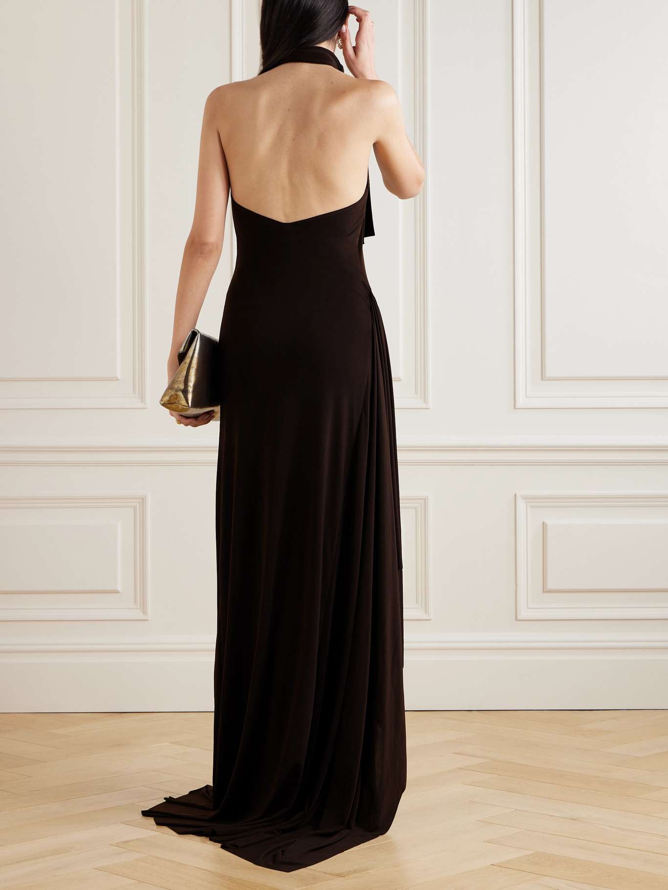 SIEDRÉS Ceyl draped jersey halterneck maxi dress | NET-A-PORTER