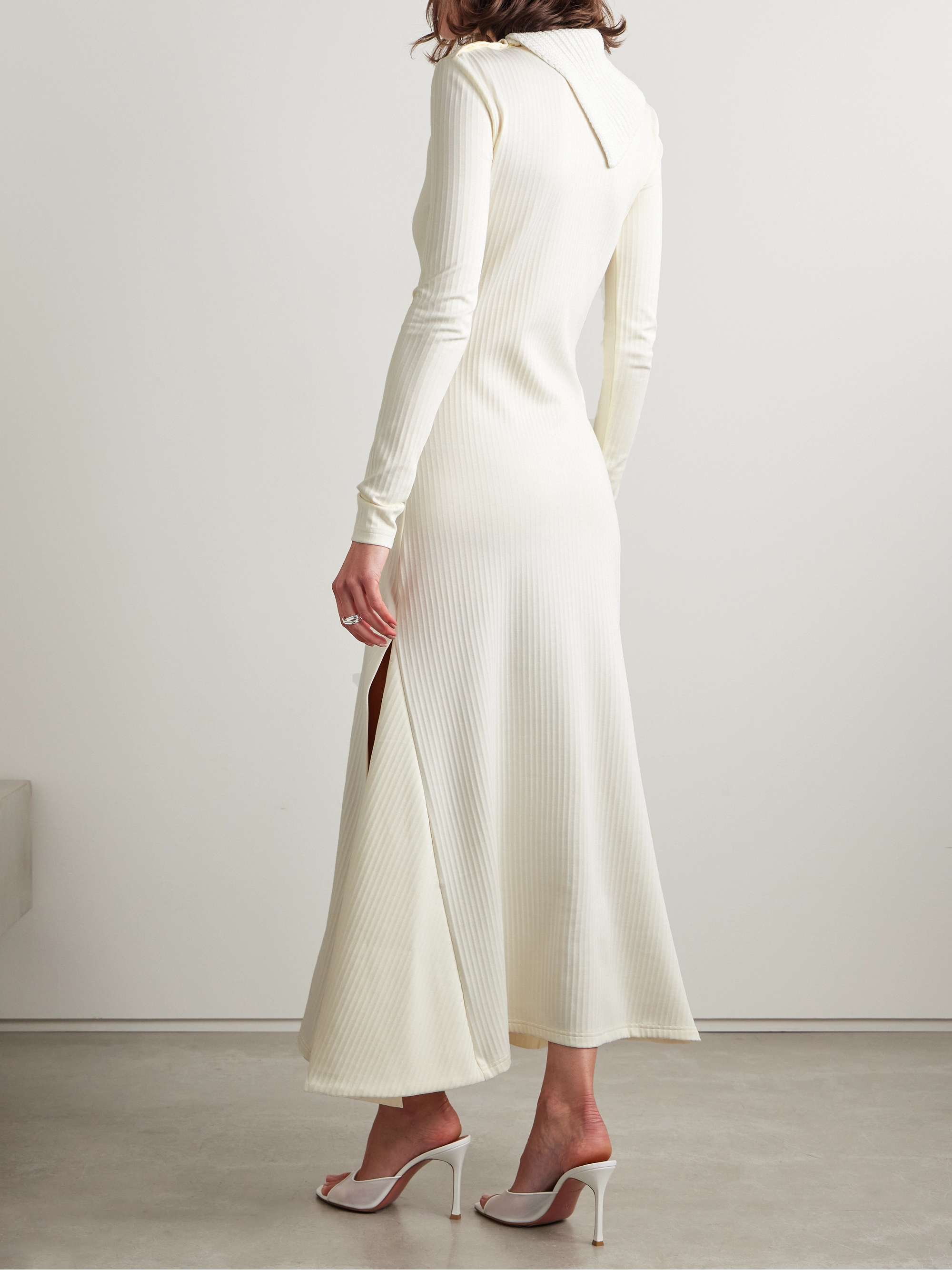 16ARLINGTON Gitsie cotton-trimmed button-detailed ribbed stretch-jersey ...